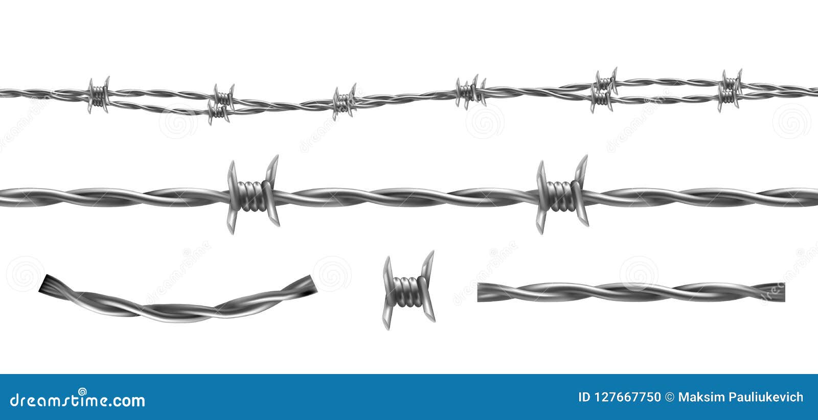 Vector Barbed Wire Seamless Pattern and Parts Stock Vector ...