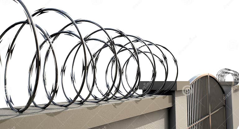 Barbed Wire on Wall stock image. Image of entry, construction - 53266161