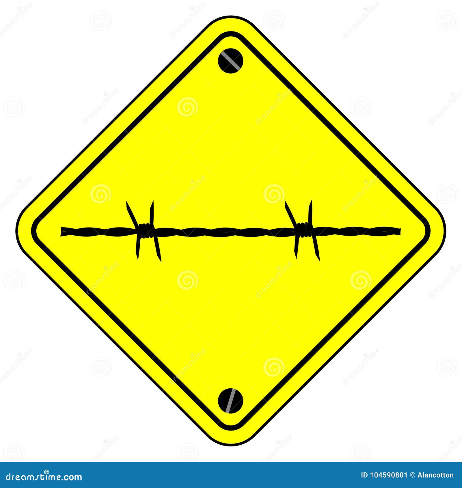 Barbed Wire Warning Sign stock vector. Illustration of graphic - 104590801