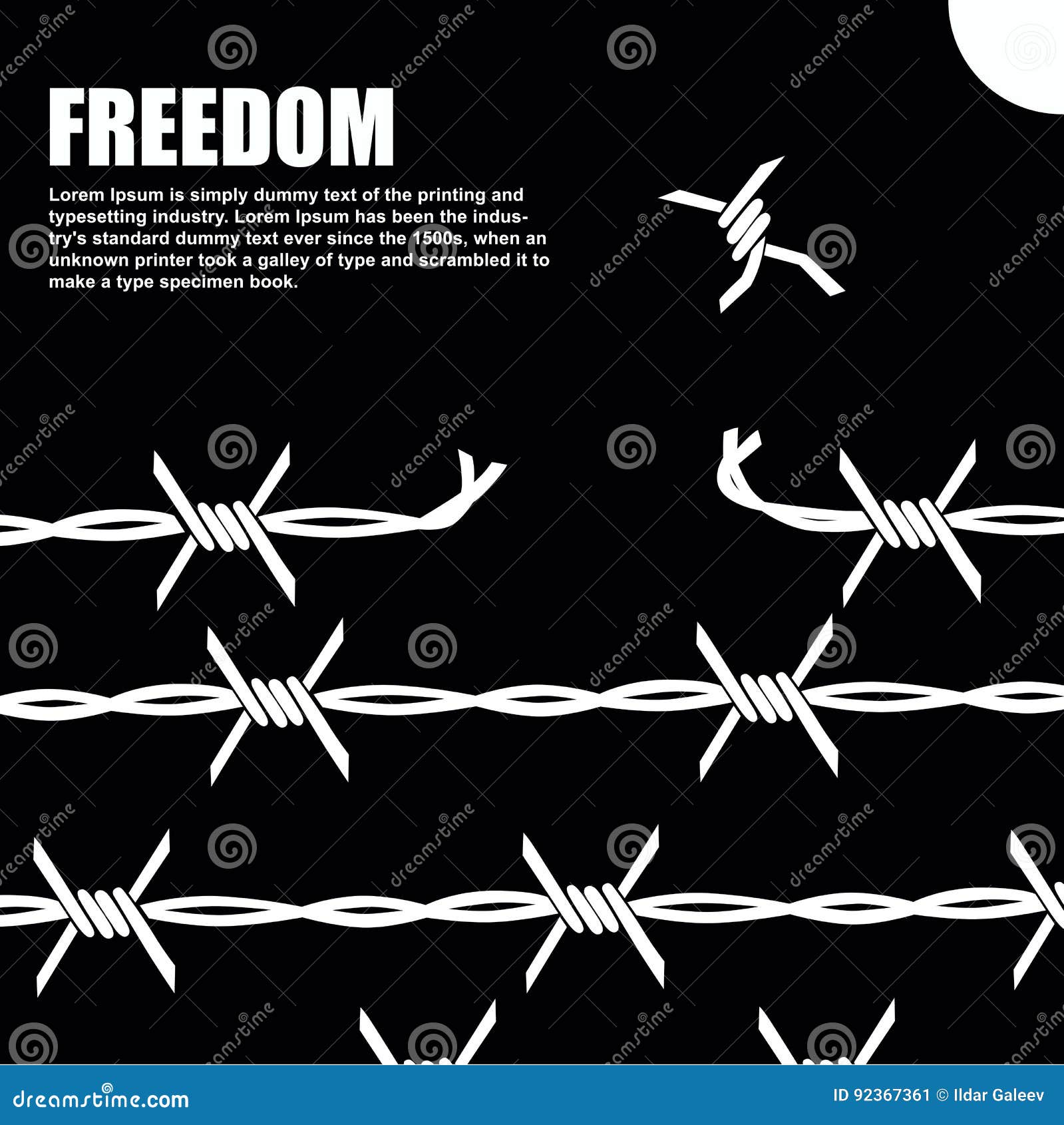 Barbed Wire Where One of the Knots Flies To Freedom Stock Vector ...