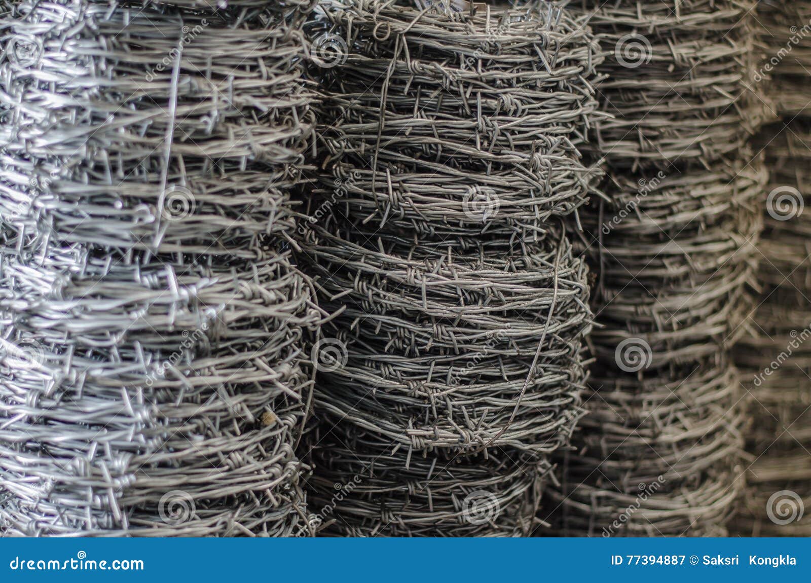 Barbed Wire Wire Roll Close Up Stock Image - Image of confinement ...