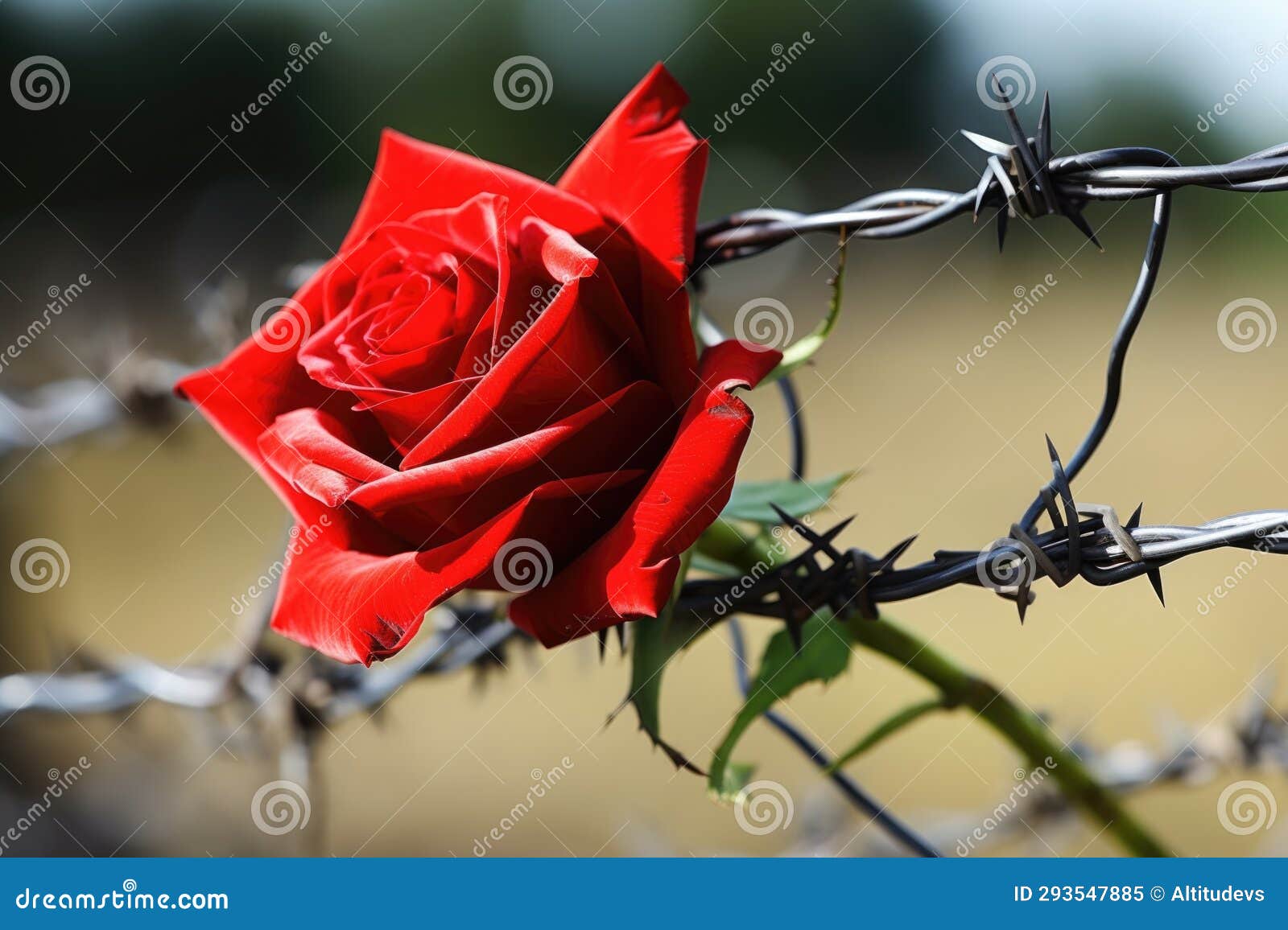 Barbed Wire Wrapped Around a Red Rose Stock Image - Image of wire ...