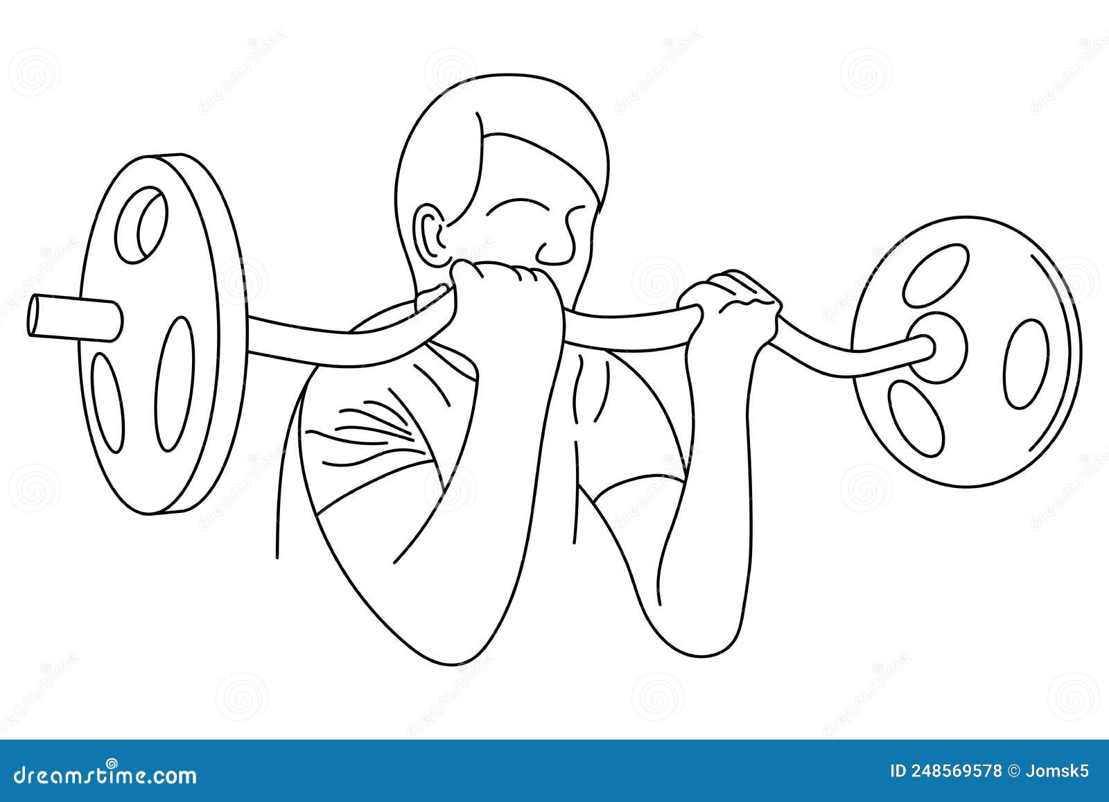 Barbell Curl for Biceps Sketch Illustration Stock Vector - Illustration ...