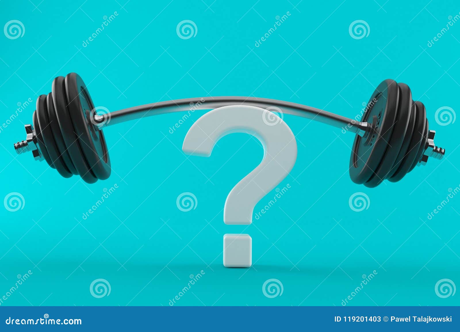 Barbell with question mark stock illustration. Illustration of empty ...