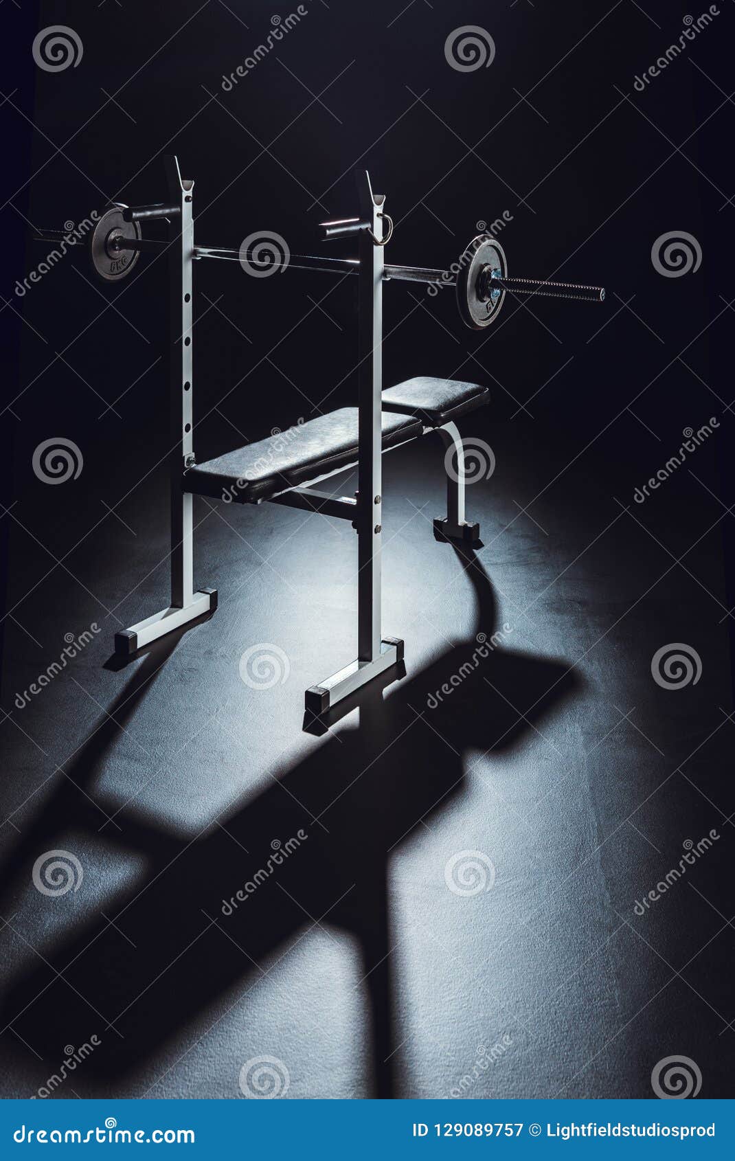 Barbell with Shadow on Floor at Gym Black Stock Image - Image of ...