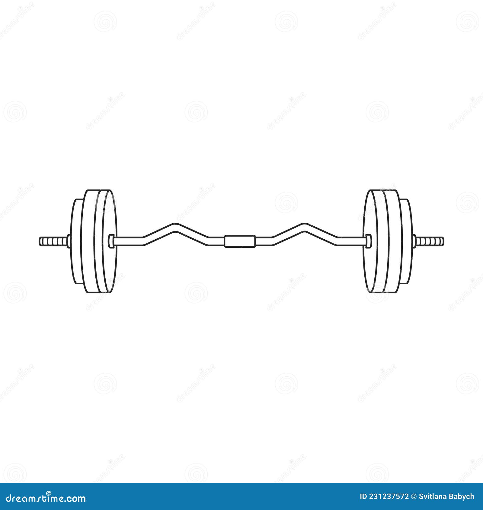 Barbell Vector Icon. Outline Vector Icon Isolated on White Background ...