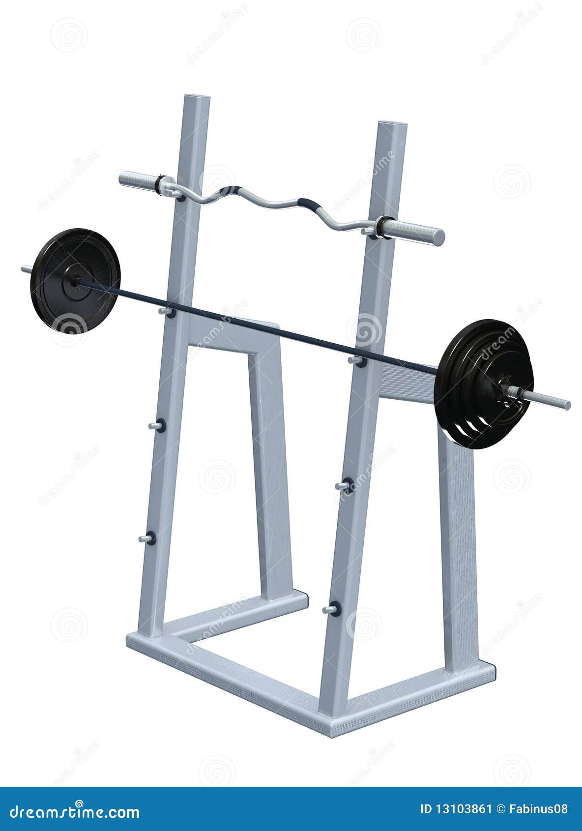 Barbell on weight rack stock illustration. Illustration of graphical ...