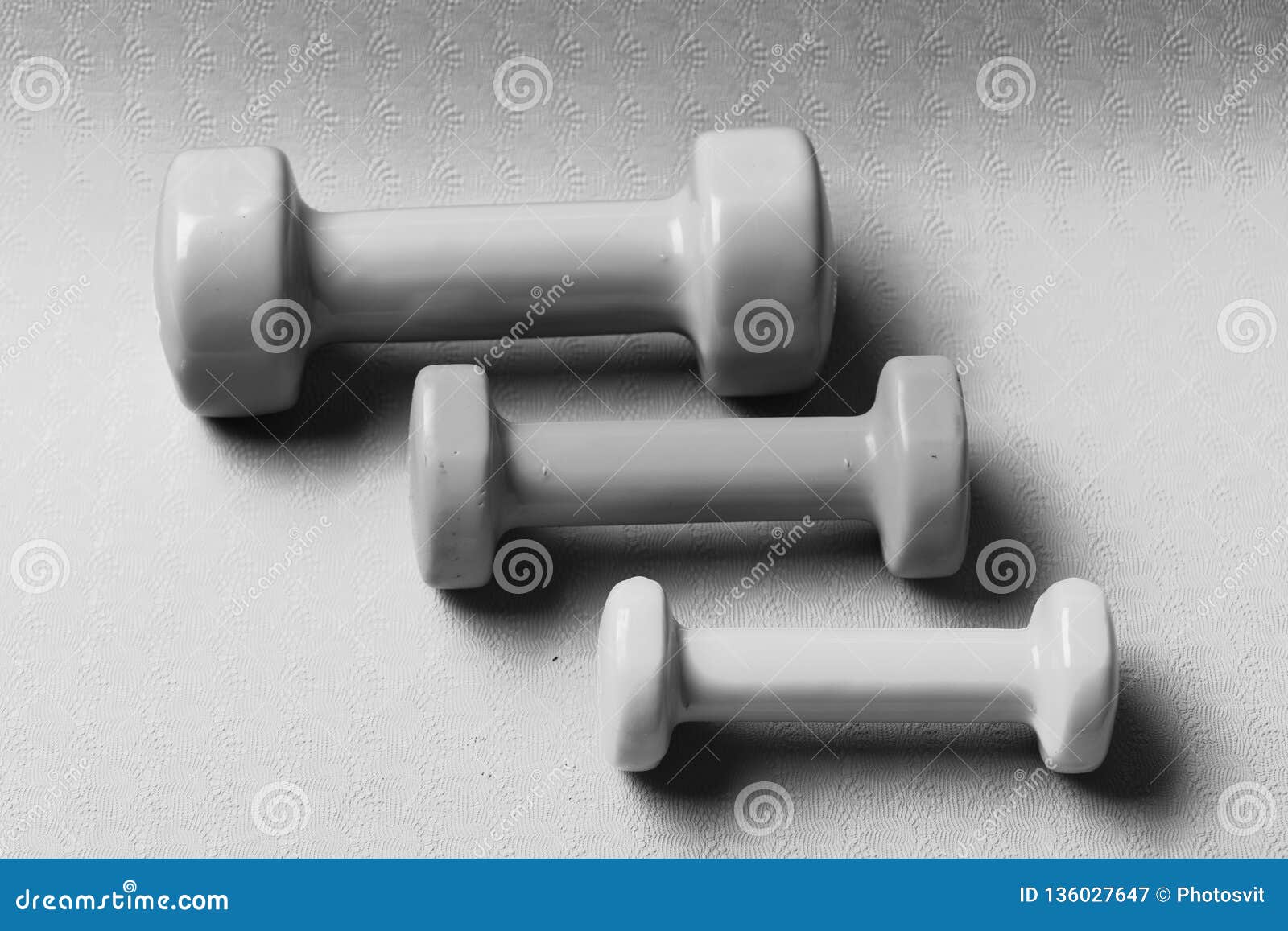 Barbells in Different Colors Placed in Pattern, Top View Stock Image ...
