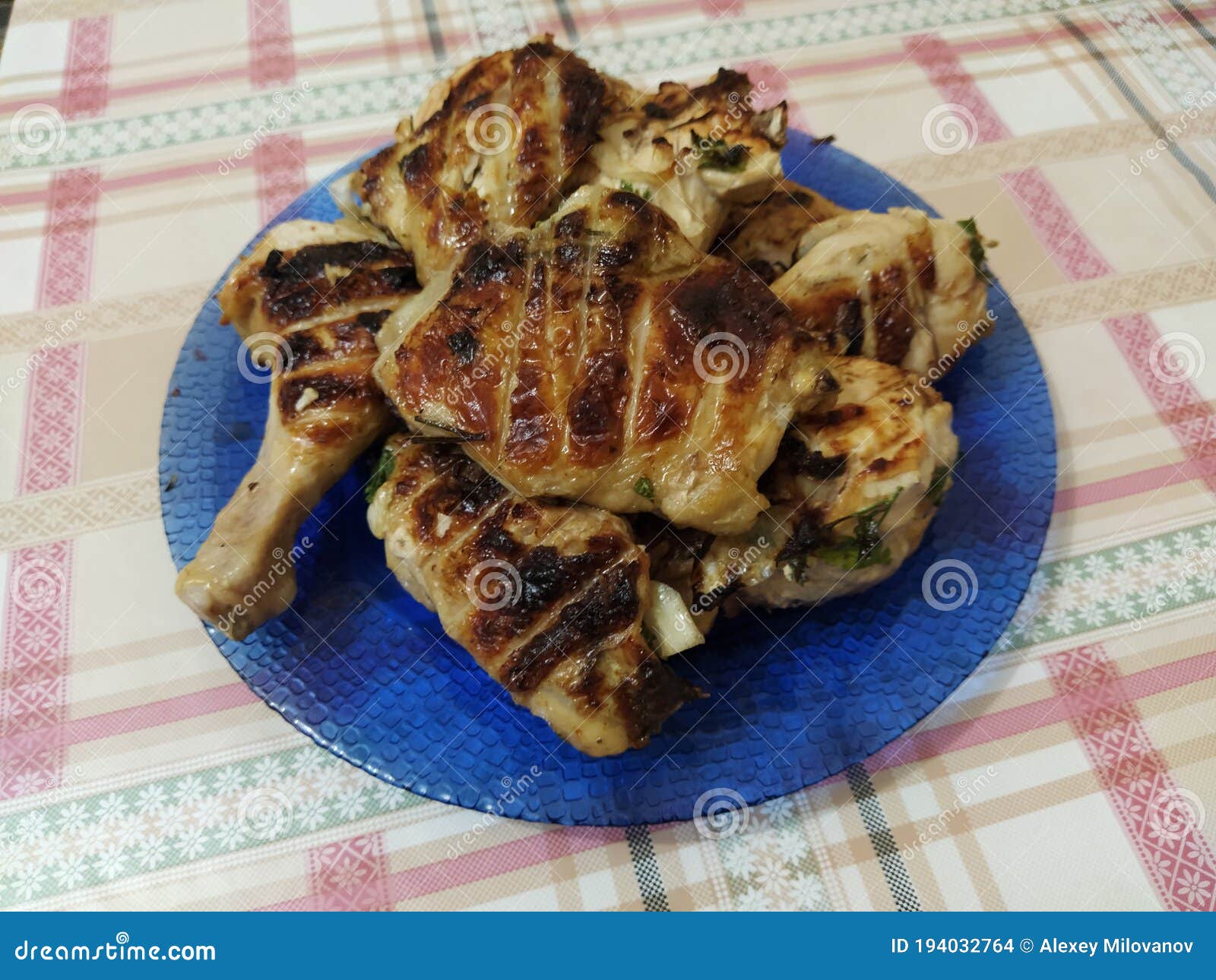 Barbeque Chicken on the Plate Stock Photo - Image of fingers, healthy ...