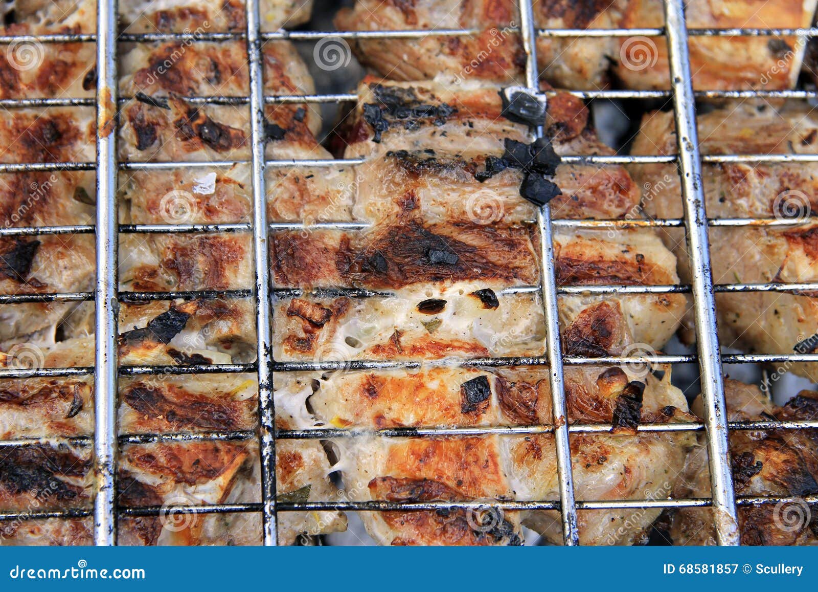 Barbeque Fried on the Bonfire and Coals Stock Image - Image of pieces ...
