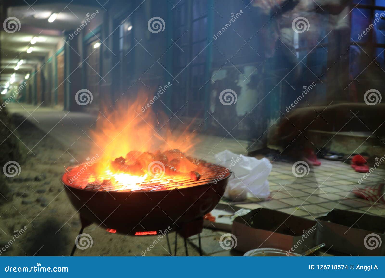 Barbeque fire stock photo. Image of garden, barbeque - 126718574