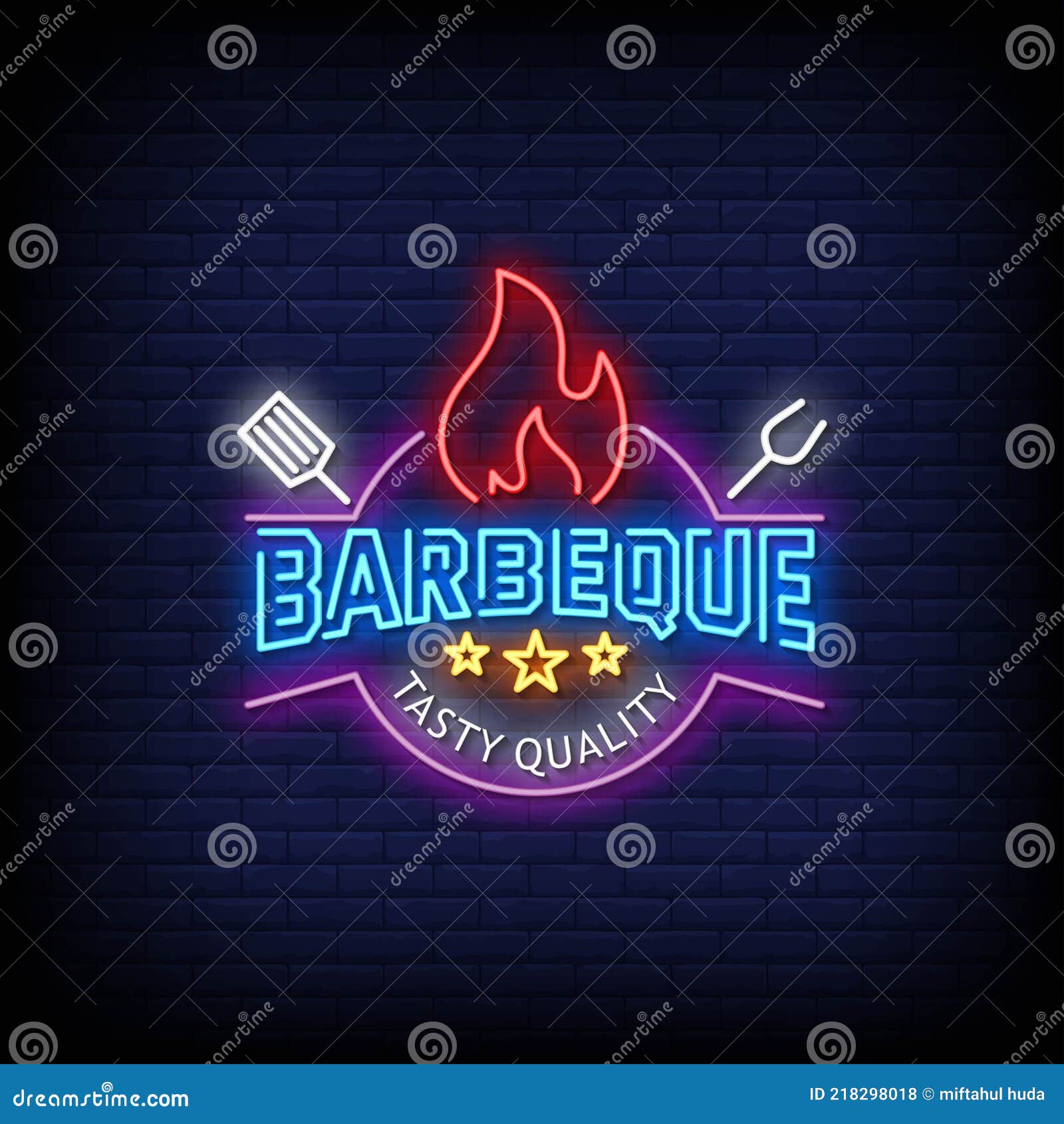 Barbeque Logo Neon Signs Style Text Vector Stock Vector - Illustration ...
