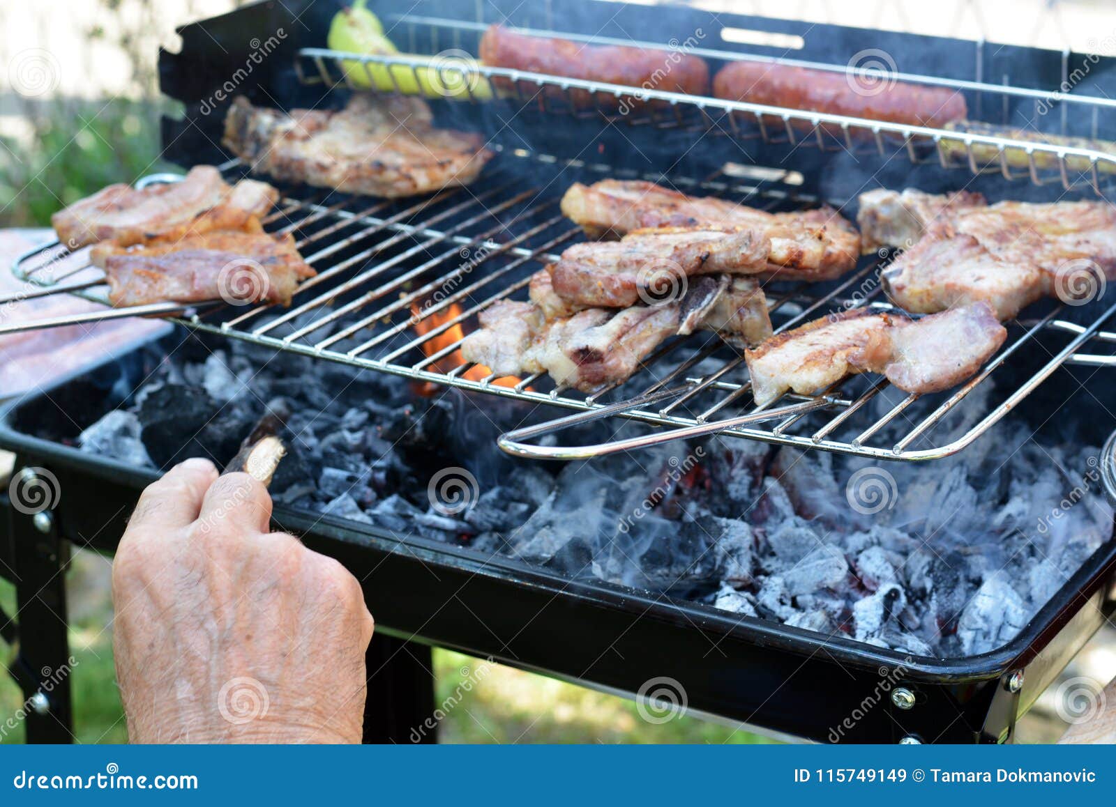 Old man preparing barbeque stock image. Image of lunch - 115749149