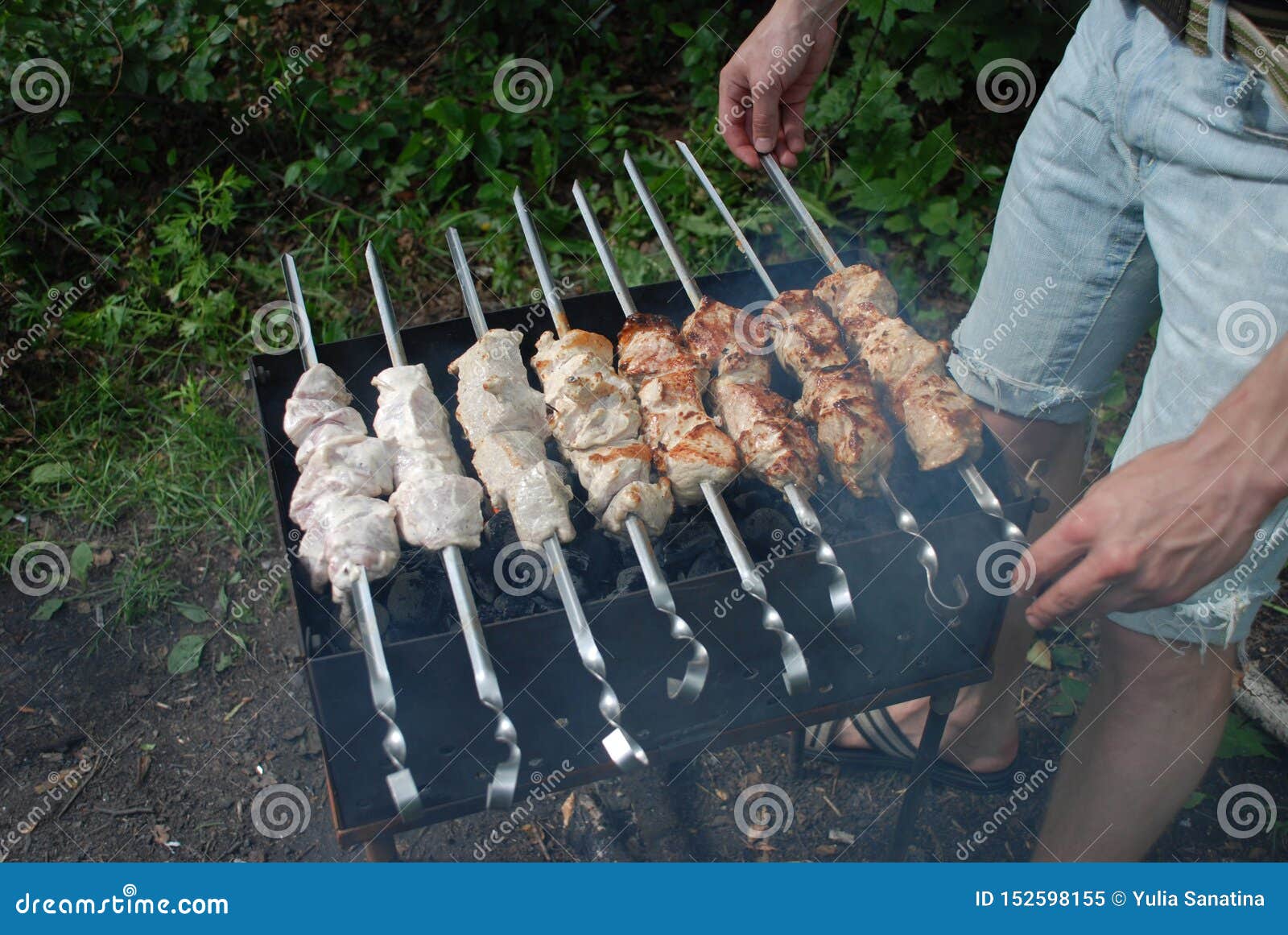 Barbeque Meat Getting Ready Stages Stock Image - Image of countryside ...
