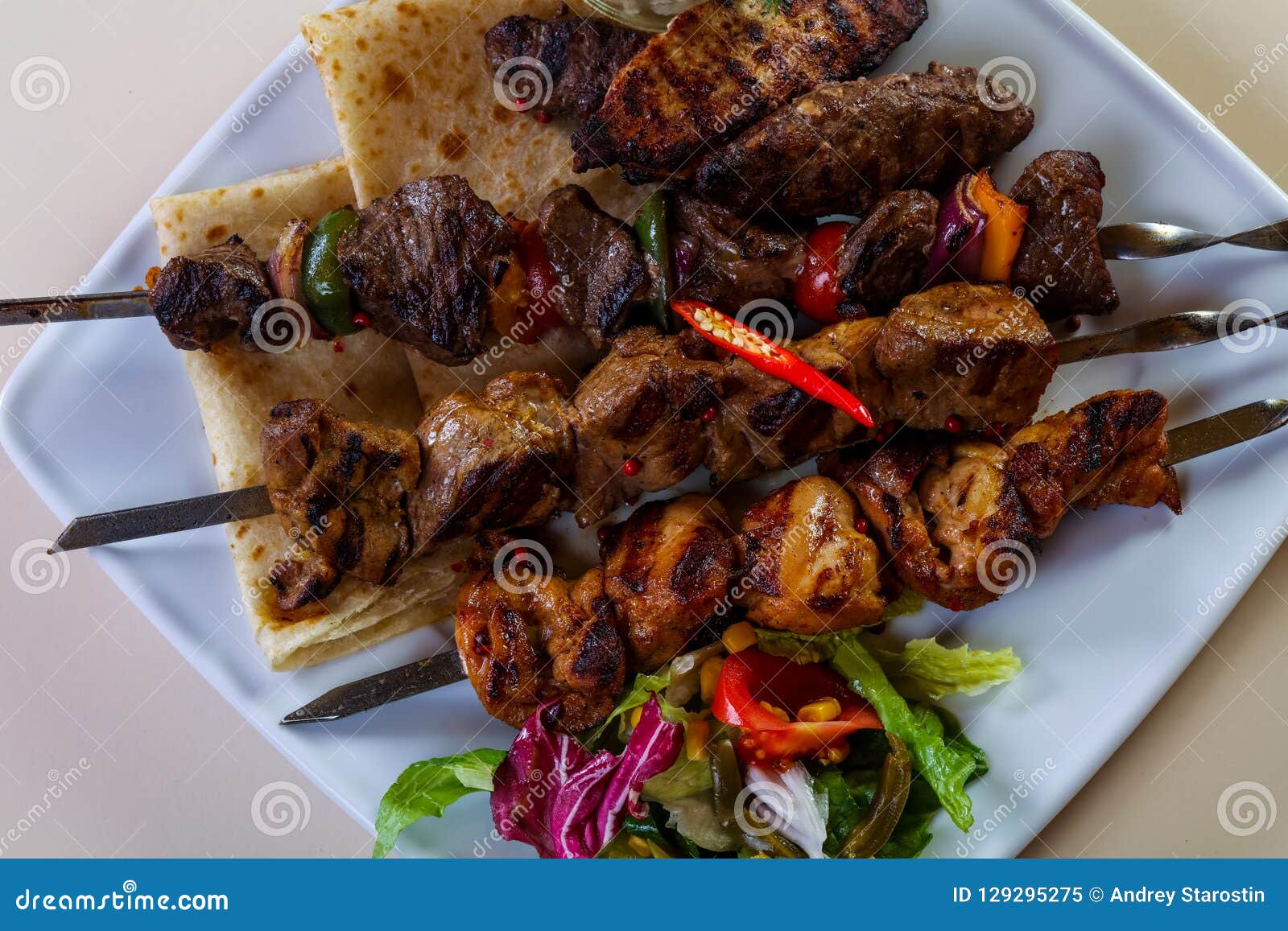 Barbeque meat mix stock image. Image of chicken, kebab - 129295275
