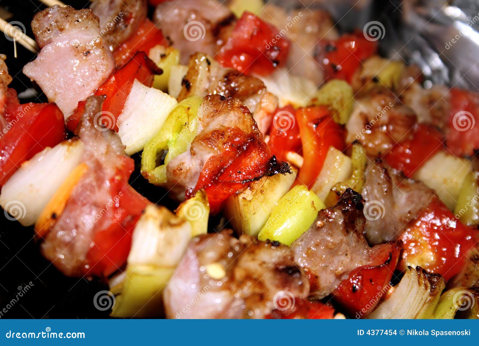 Barbeque - Meat with Vegetables on a Stick Stock Photo - Image of ...