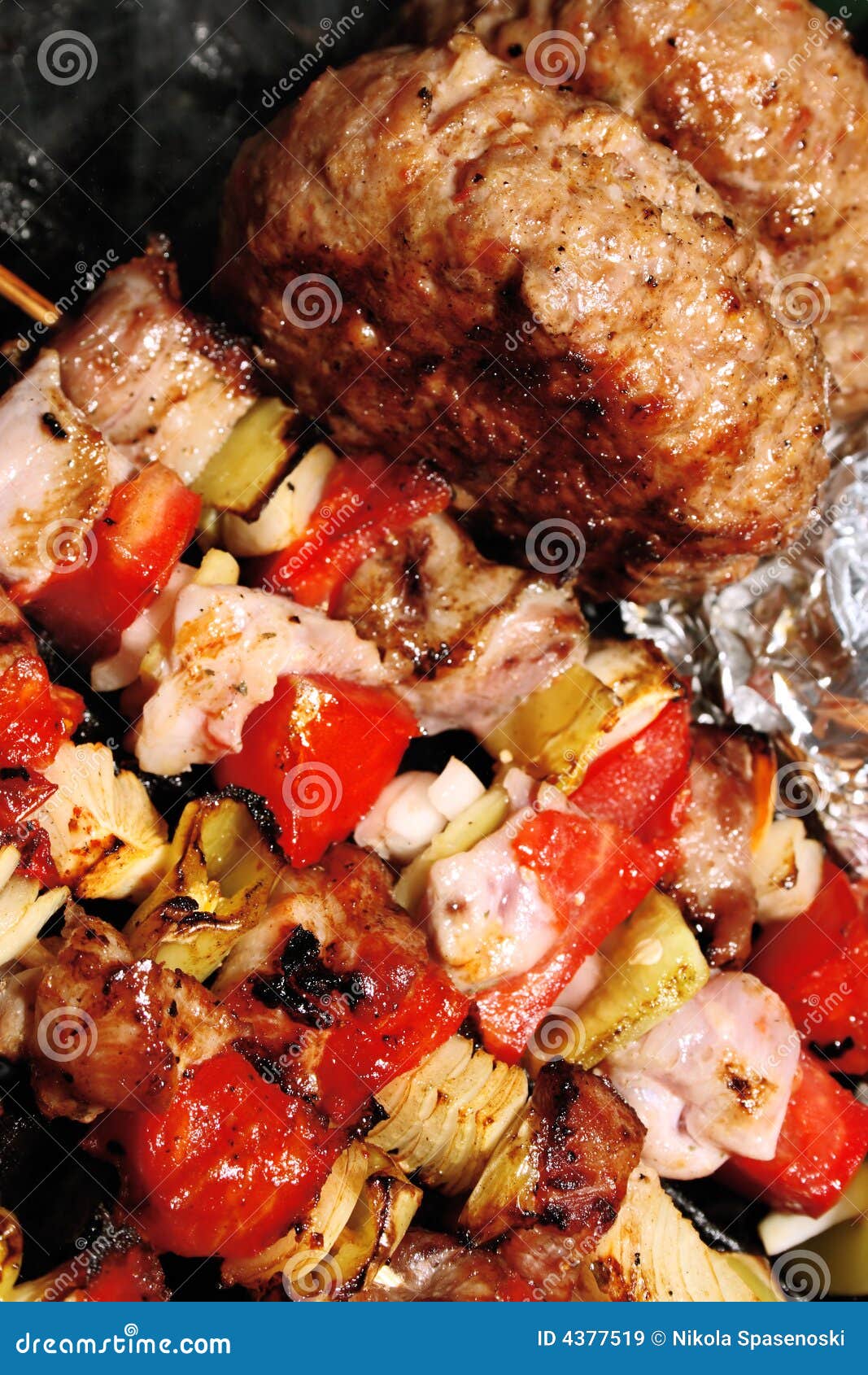 Barbeque - Meat with Vegetables on a Stick Stock Image - Image of ...