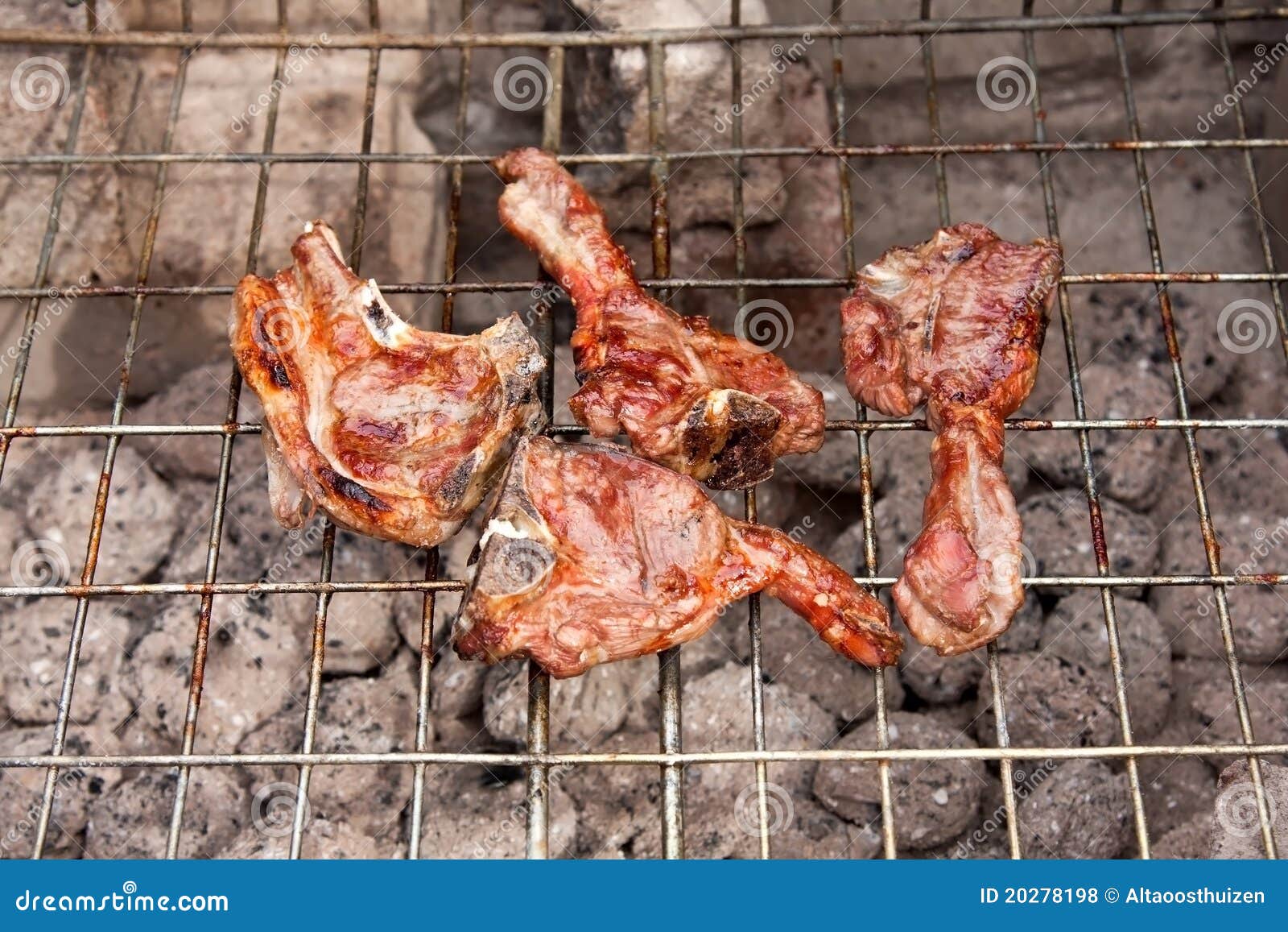 Barbeque with Mutton Chops on Grid Stock Photo - Image of lunch, lamb ...