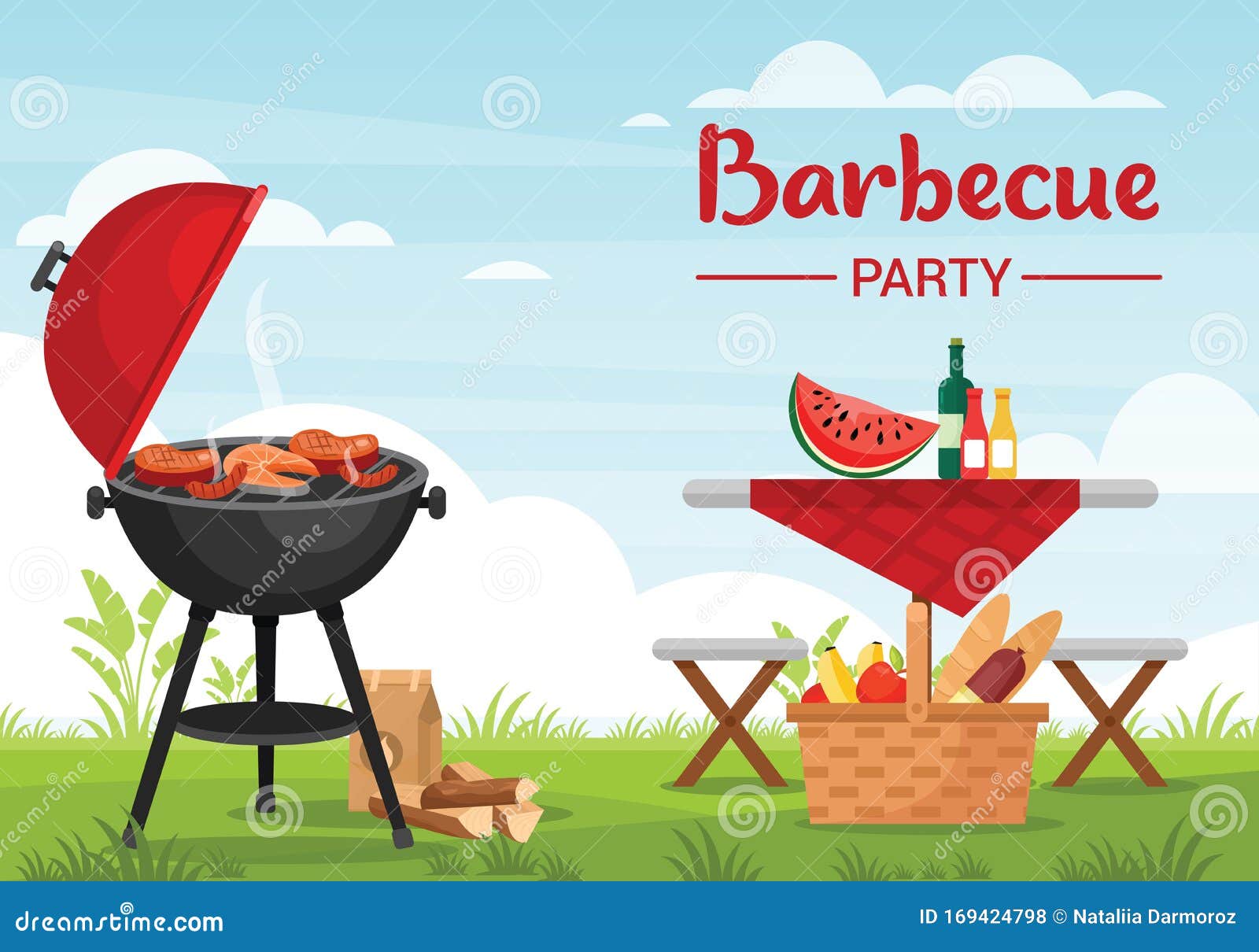 Barbeque Party Outdoors Colorful Flat Vector Illustration Stock Vector ... Barbeque Party Outdoors Colorful Flat Vector Illustration Stock Vector ...