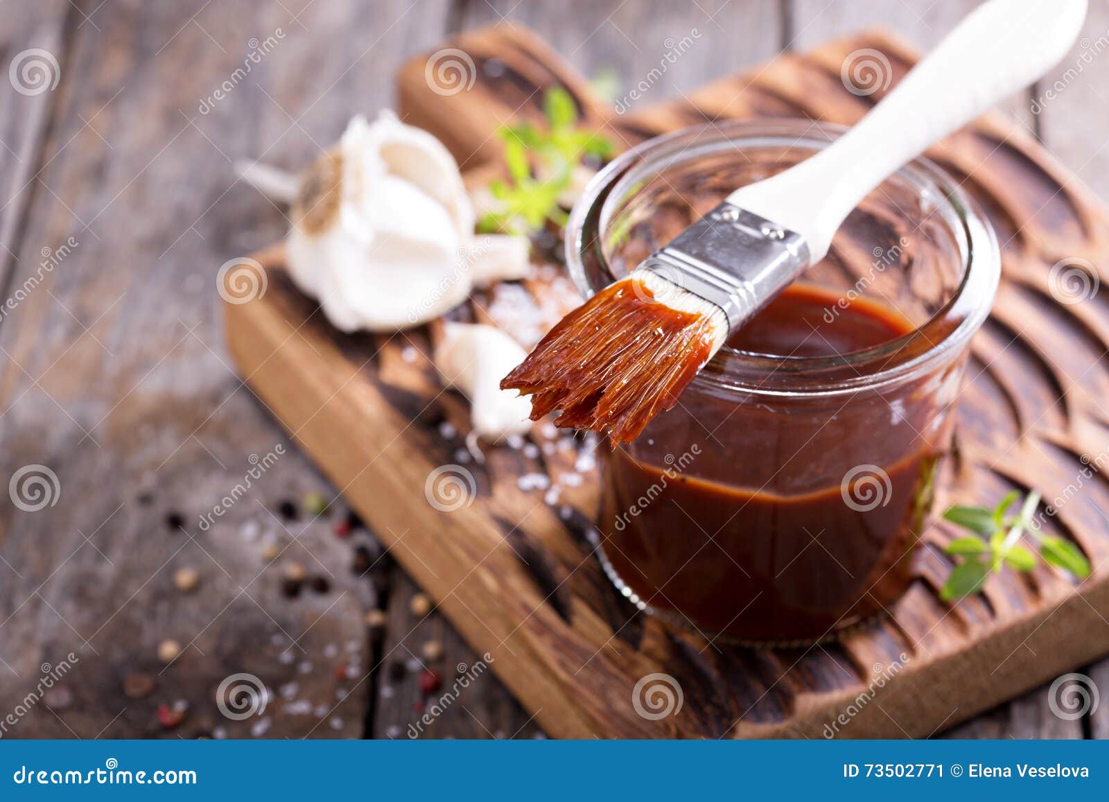 Barbeque sauce in a jar stock image. Image of cooked - 73502771