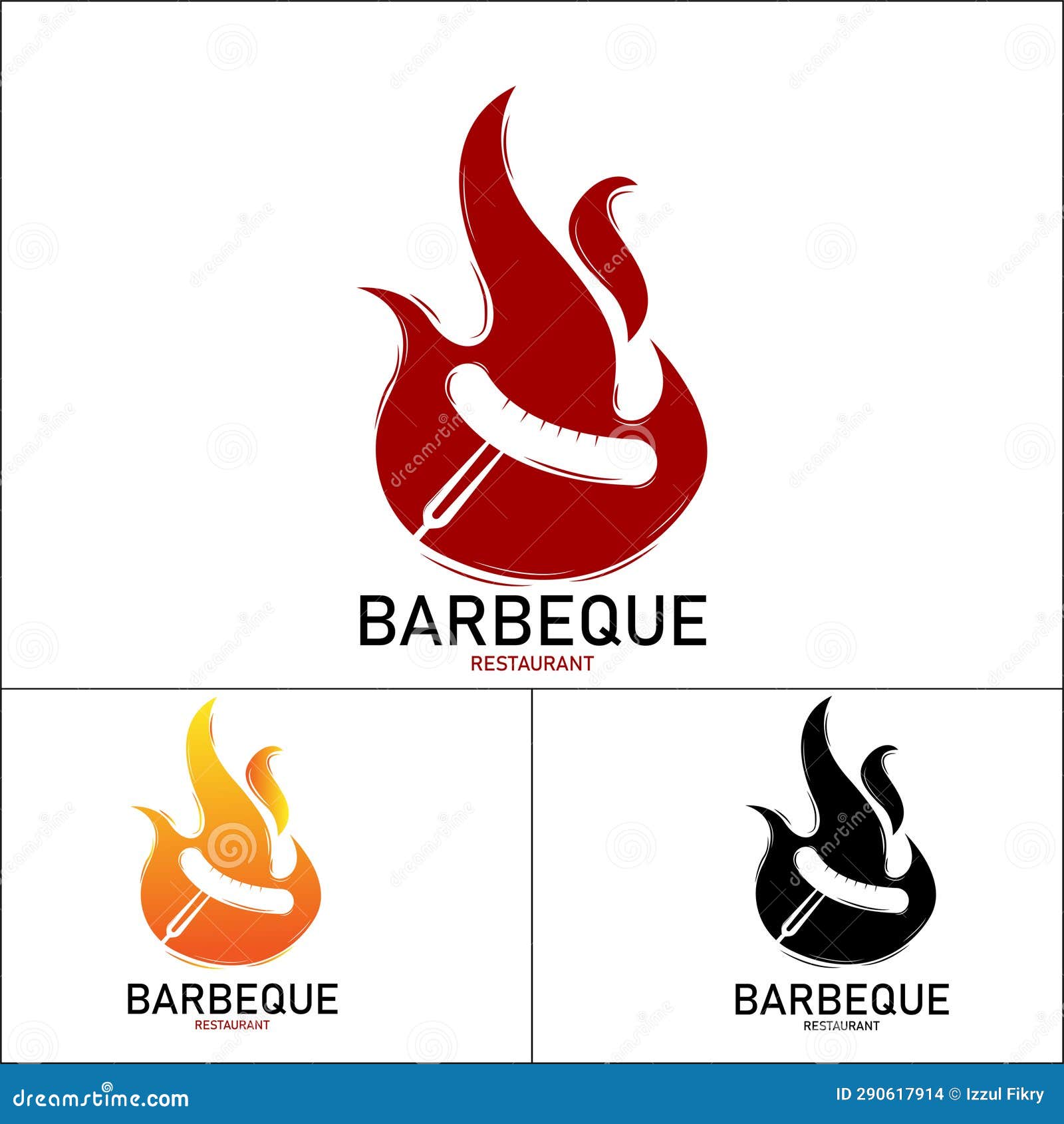 Barbeque with Sausage on Fire Logo Icon Stock Vector - Illustration of ...