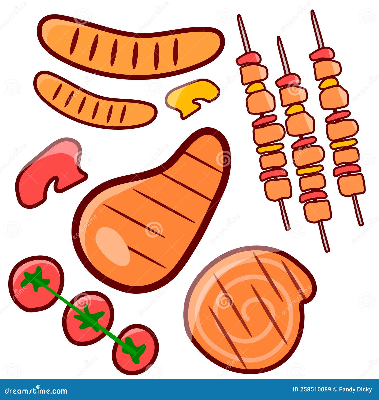 Barbeque Set Vector Cute Icon Stock Vector - Illustration of brand ...