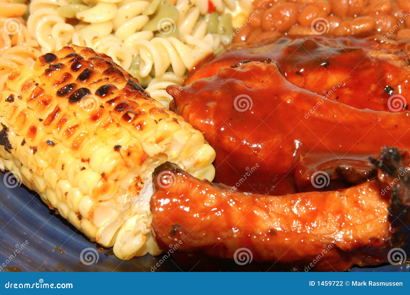Barbeque spare rib dinner stock photo. Image of corn, smoked - 1459722