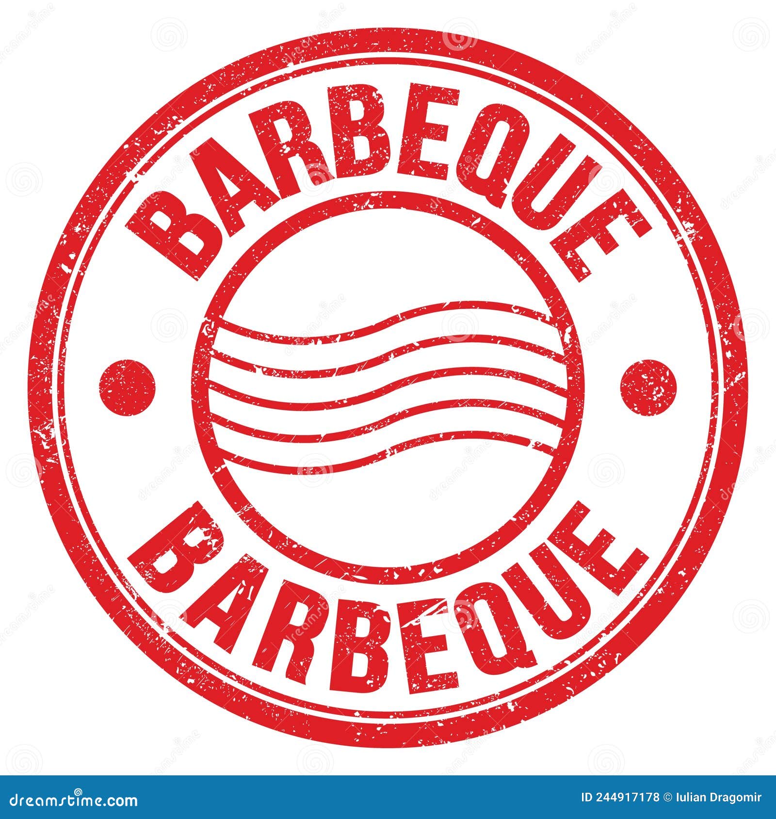 BARBEQUE Text Written on Red Round Postal Stamp Sign Stock Illustration ...