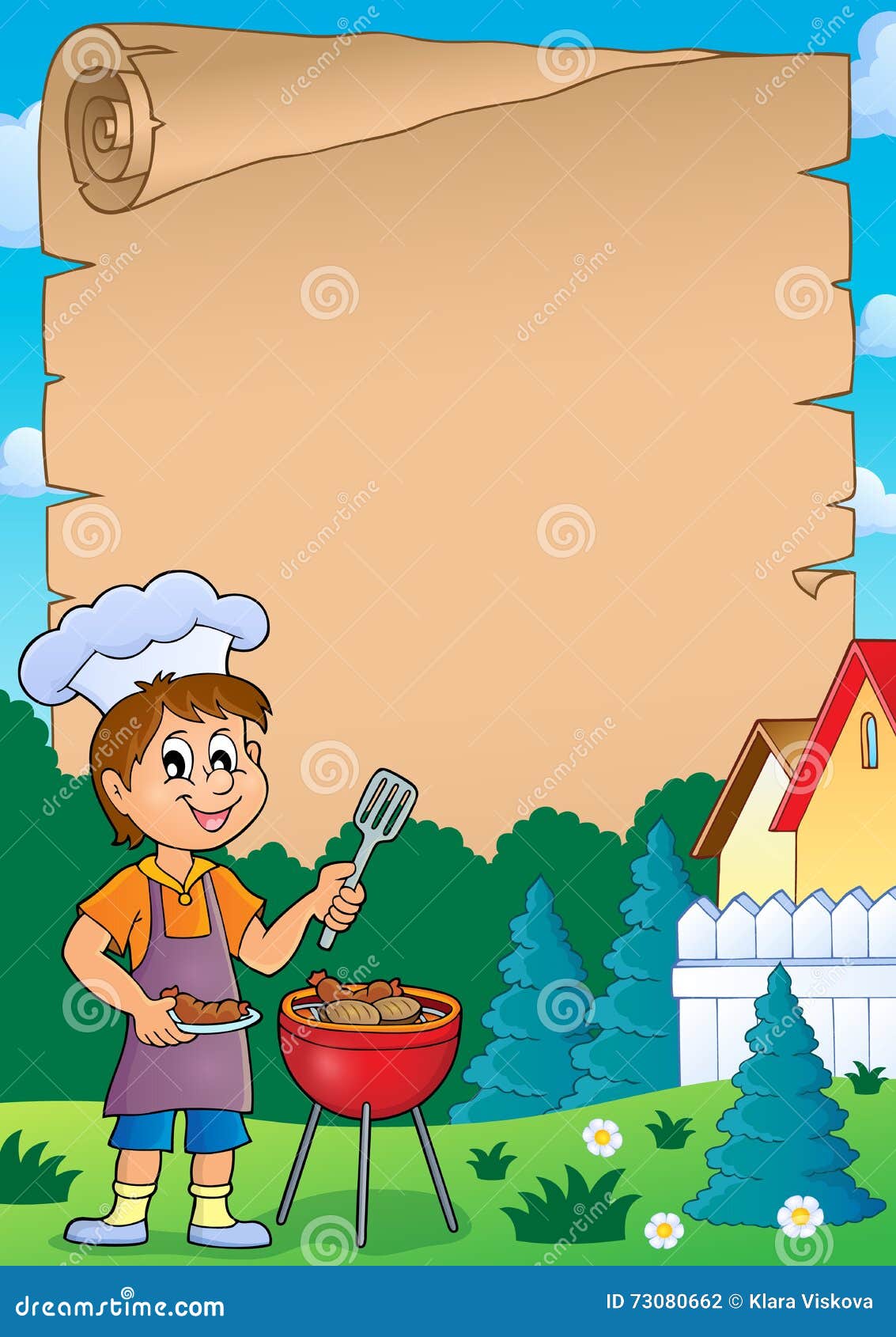 Barbeque theme parchment 1 stock vector. Illustration of smile - 73080662