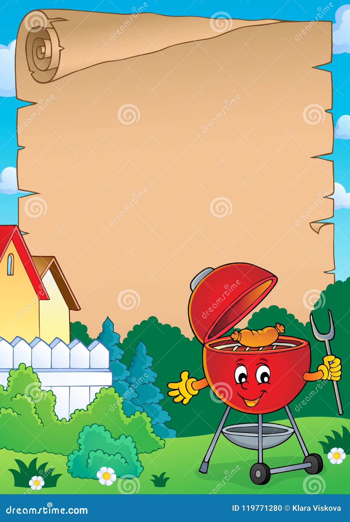 Barbeque theme parchment 3 stock vector. Illustration of draw - 119771280
