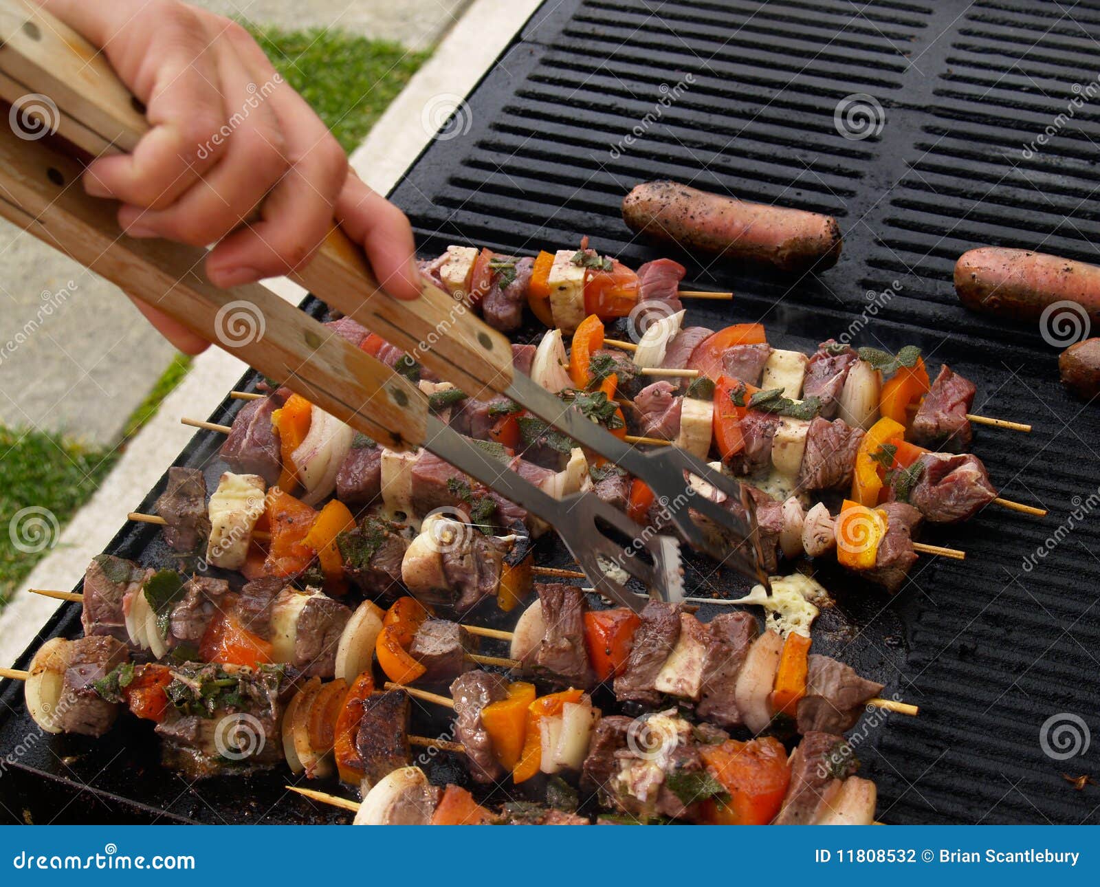 Barbequing an Evening Meal. Stock Photo - Image of activity, vegetables ...