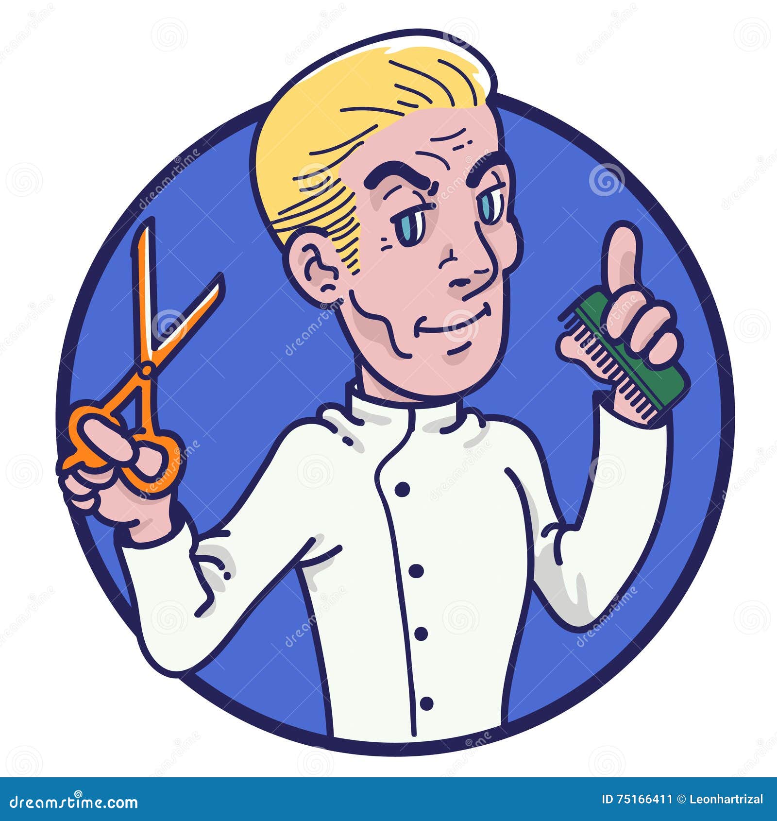 Barber cartoon stock vector. Illustration of barber, customer - 75166411