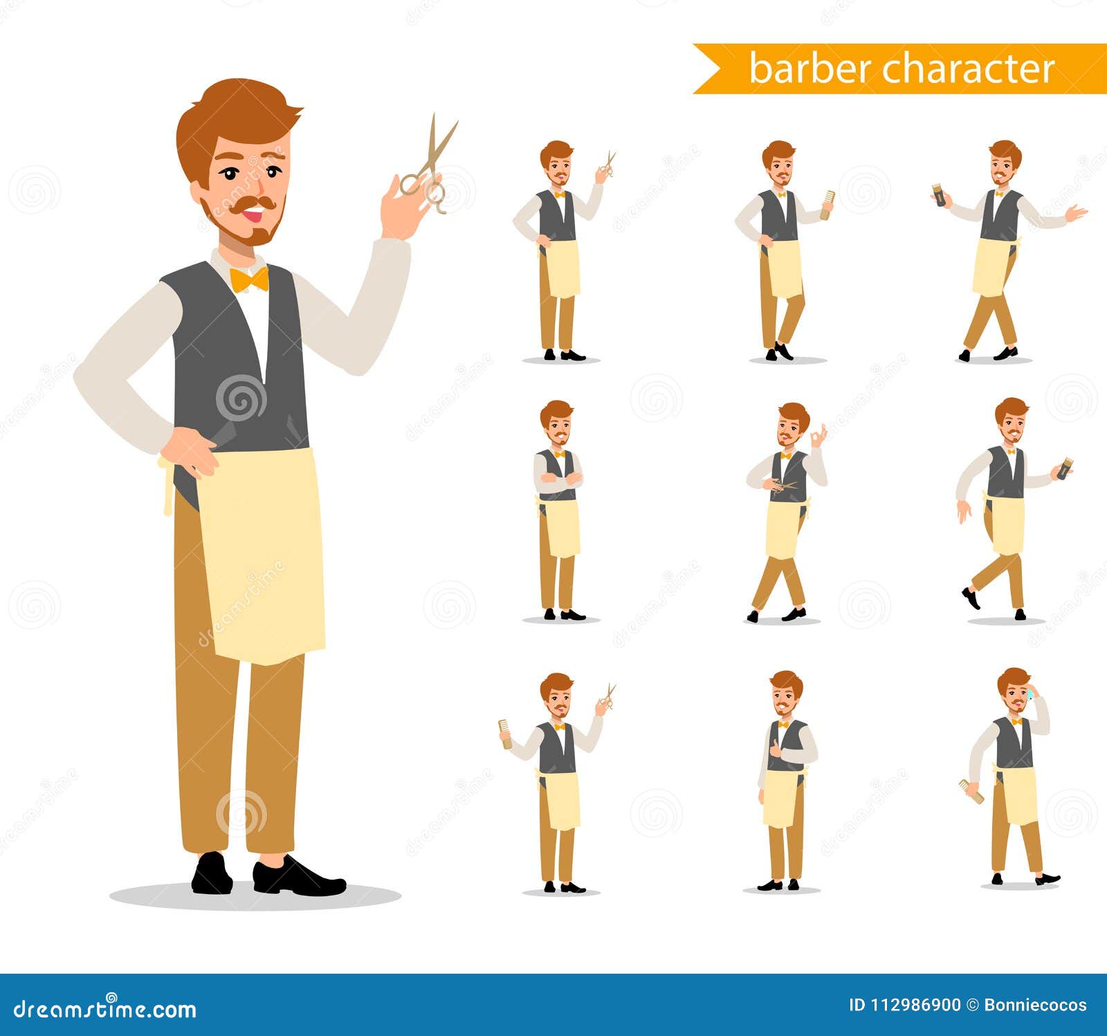 Barber character stock vector. Illustration of graphics - 112986900