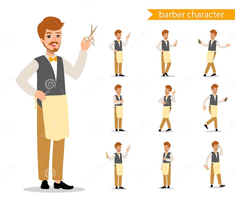 Barber character stock vector. Illustration of graphics - 112986900