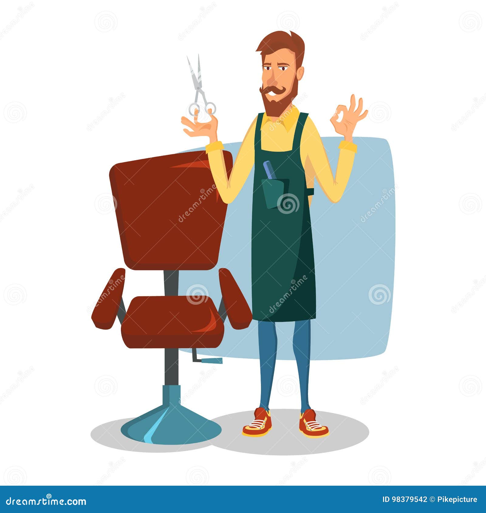 Barber Character Vector. Modern Barber Shop. Classic Lounge Chair ... Barber Character Vector. Modern Barber Shop. Classic Lounge Chair ...