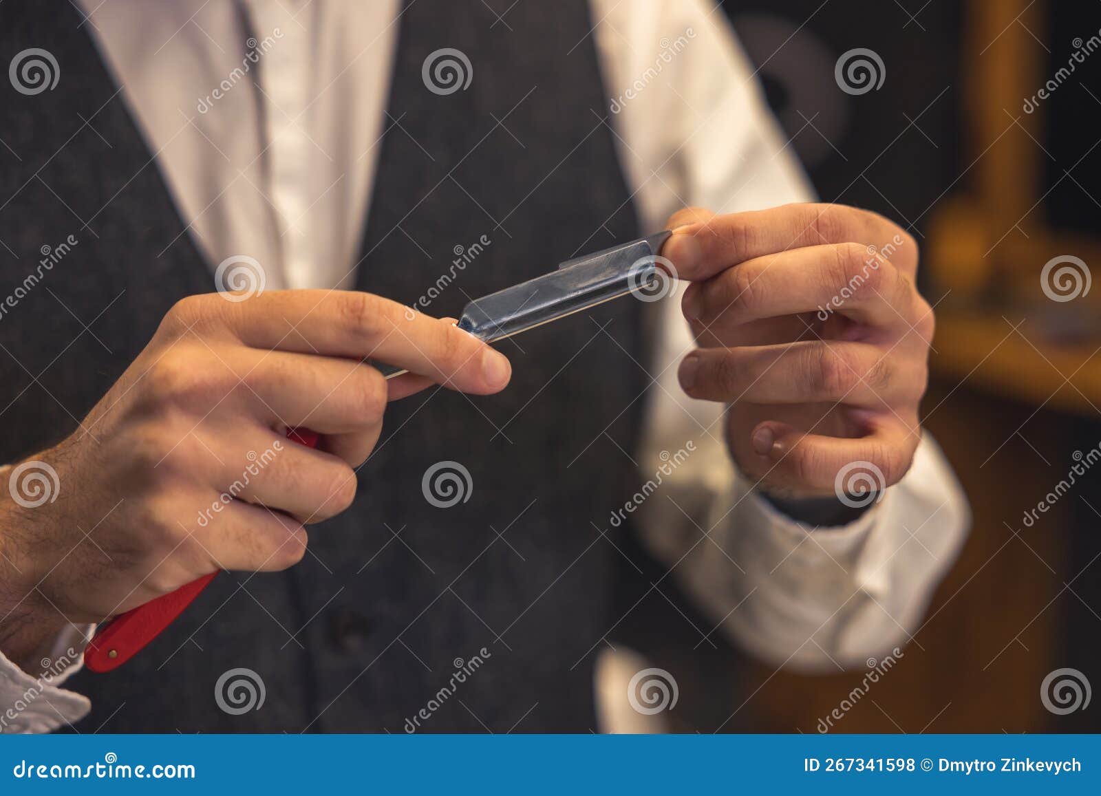 Barber Checking the Razor Sharpness Stock Photo - Image of sharp ...