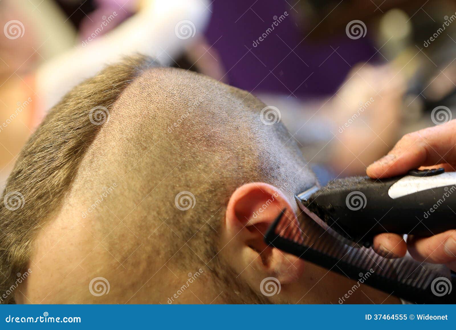 Barber Cutting Hair by Electric Trimmer Stock Image - Image of head ...