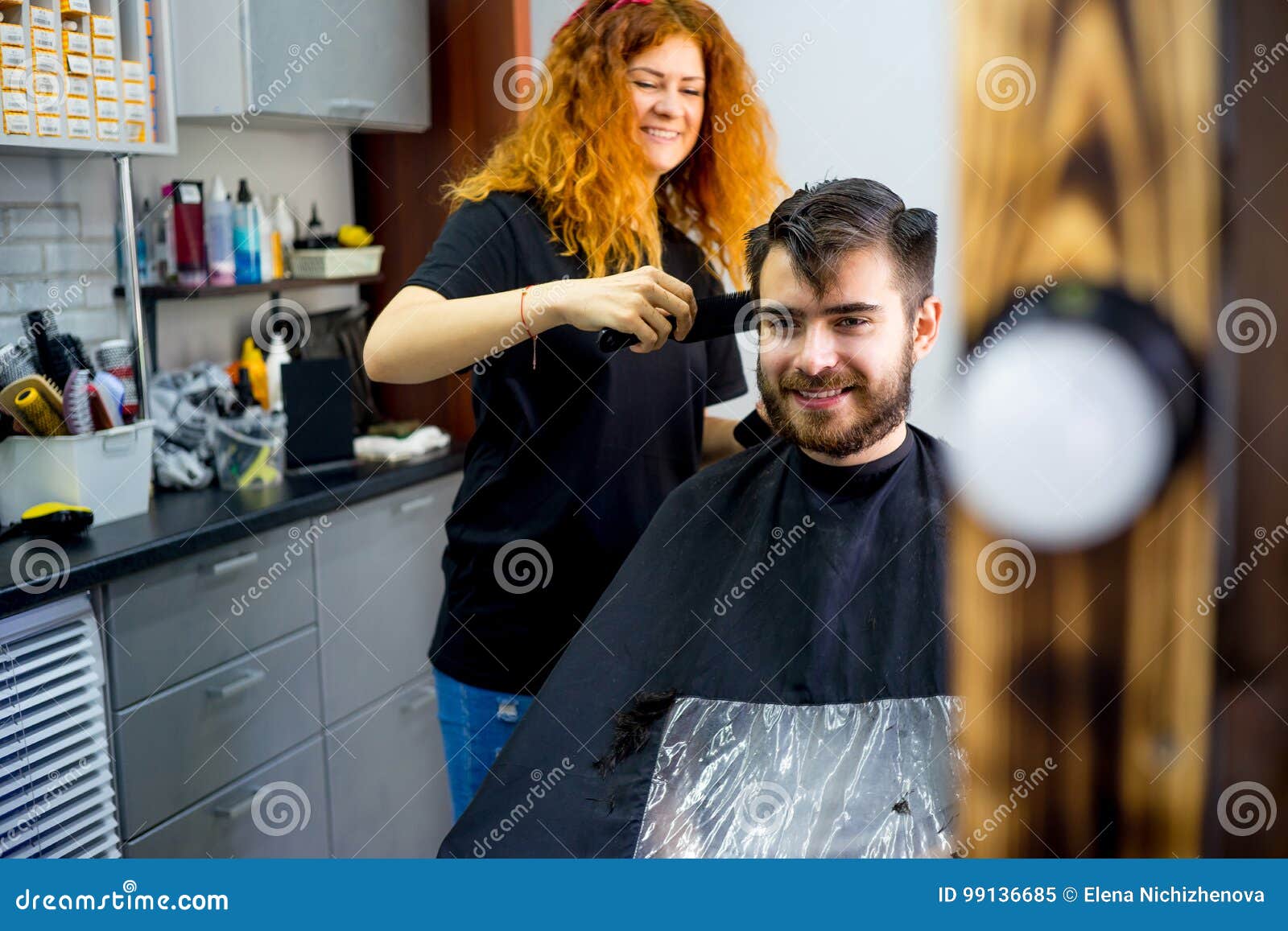 Barber cutting hair stock image. Image of salon, scissors - 99136685