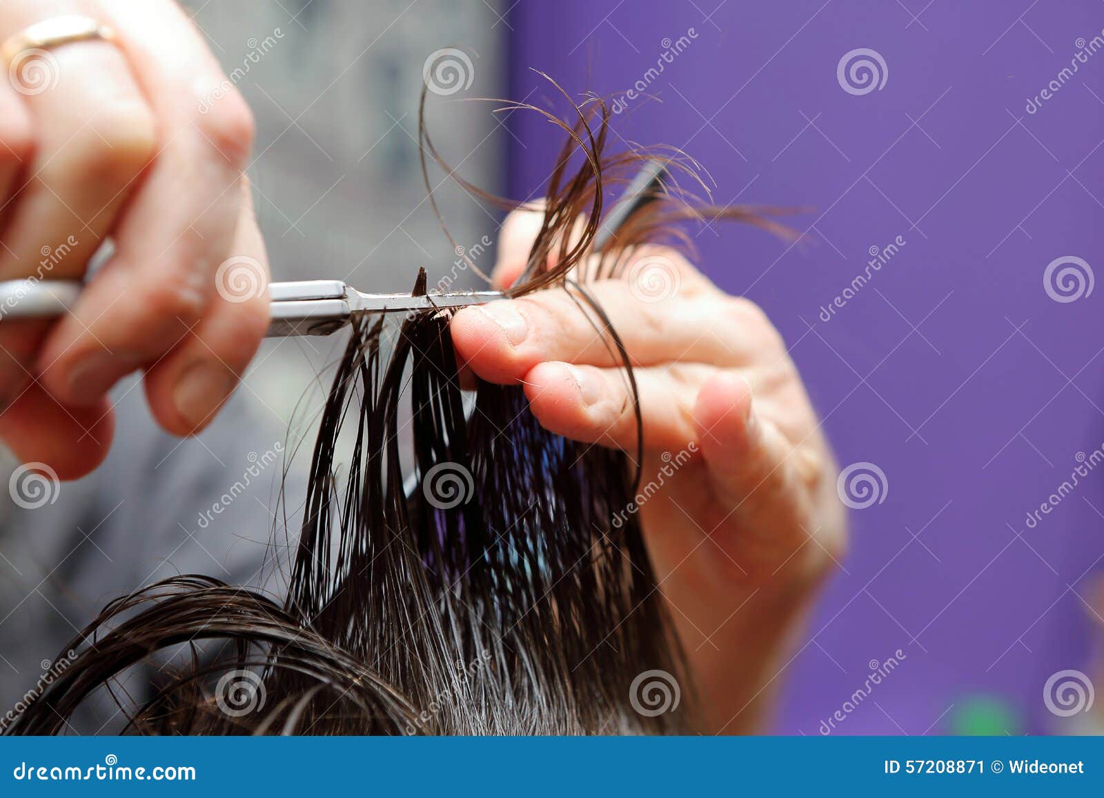 Barber Cutting and Modeling Hair by Scissors Stock Image - Image of ...