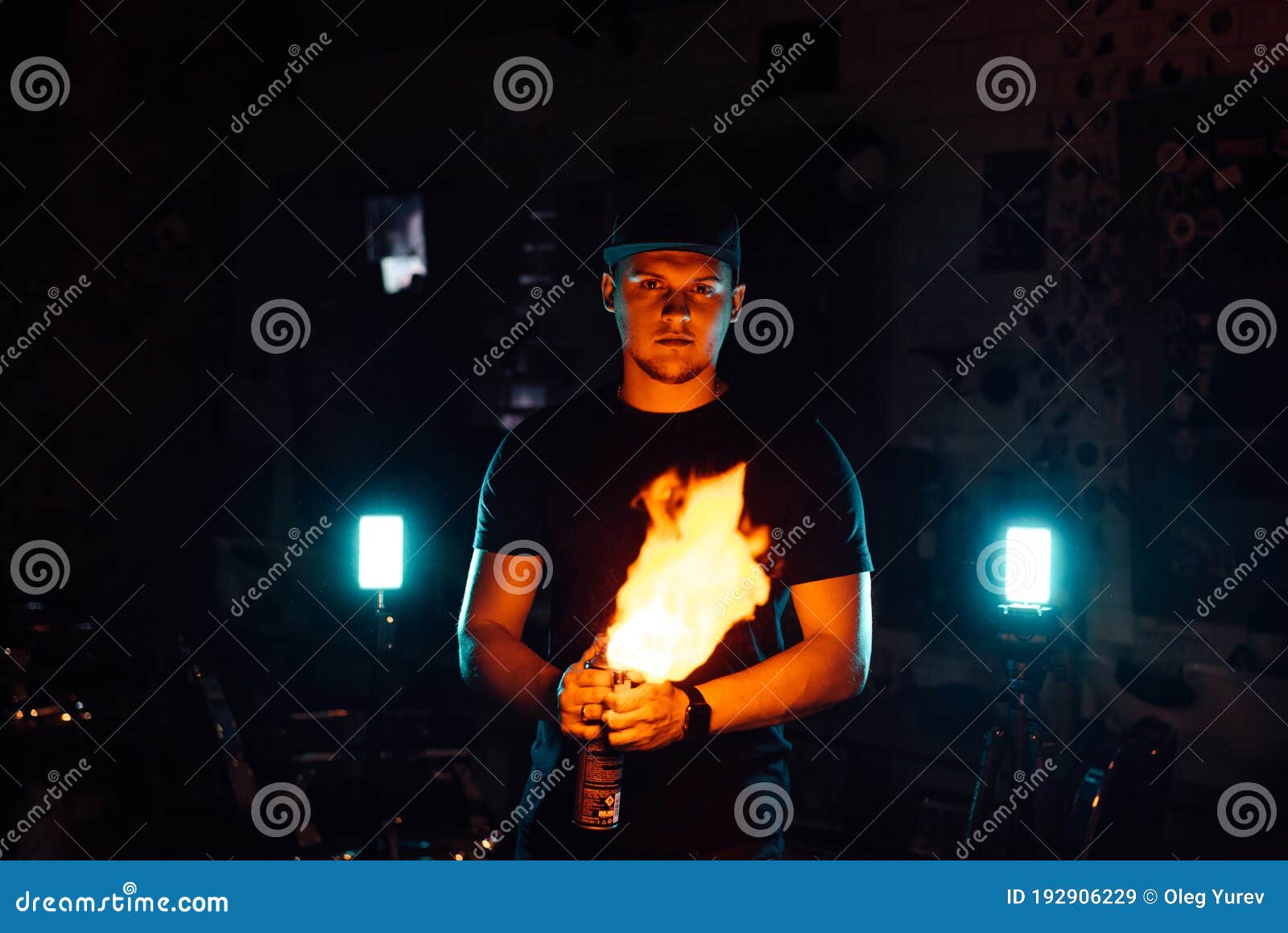 Barber Demonstrates Fire for Haircut with Hot Scissors Stock Image ...