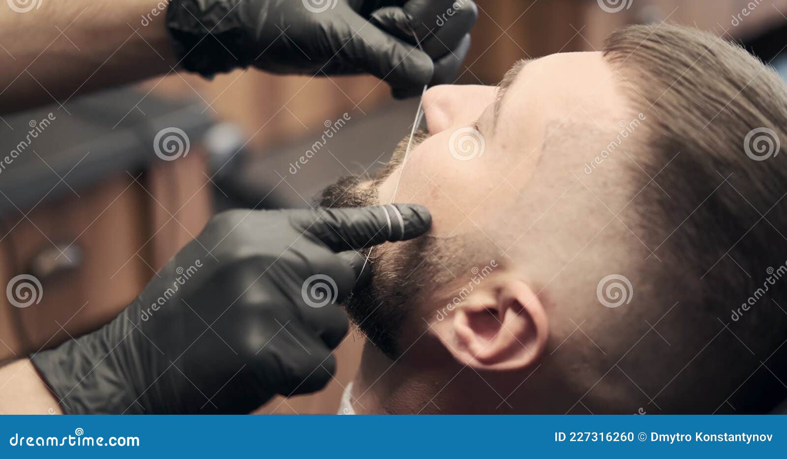 Barber Doing Threading Procedure on Face Stock Footage - Video of ...