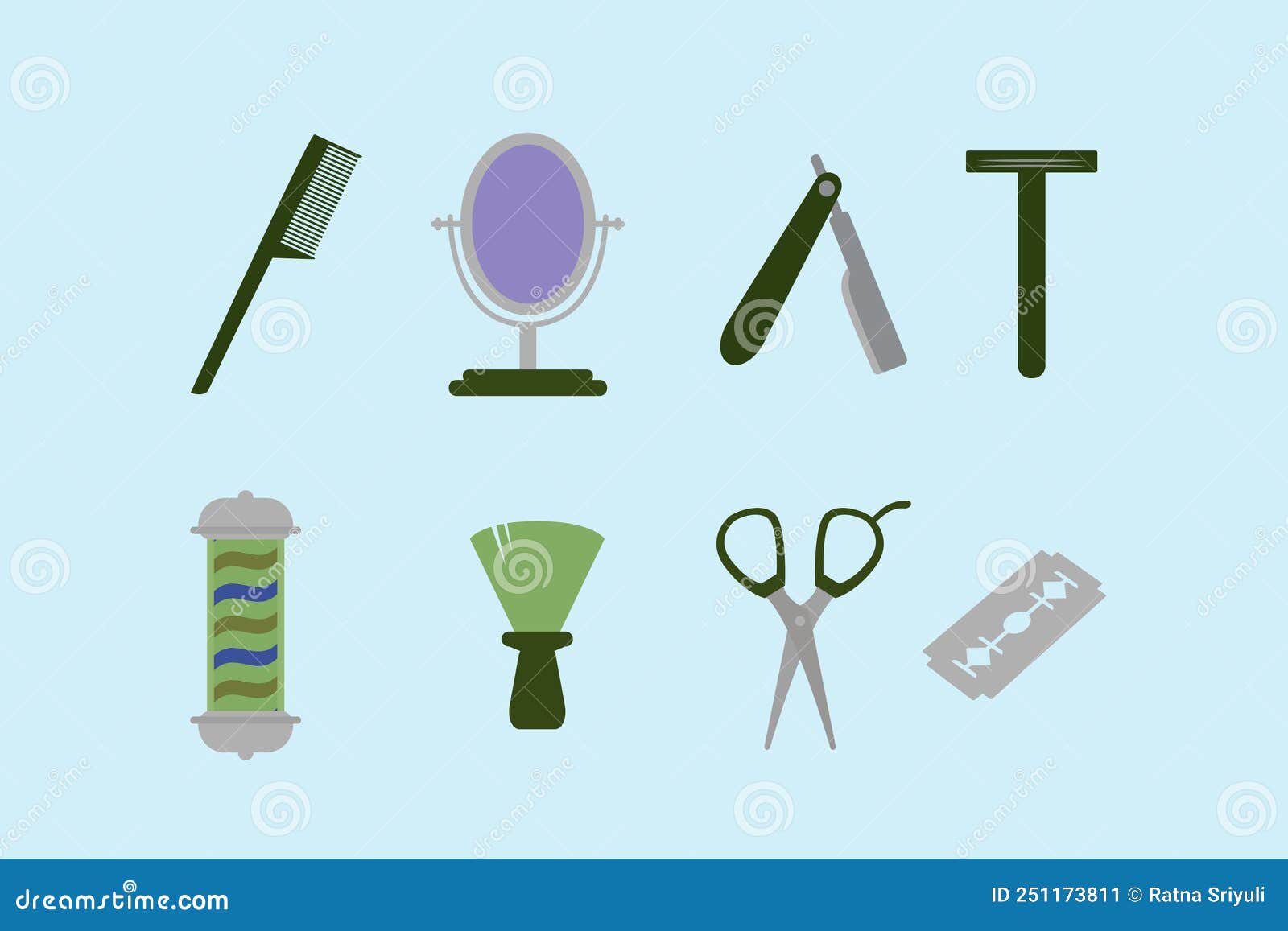 Barber Elements Design Vector Flat Illustration Stock Vector ...