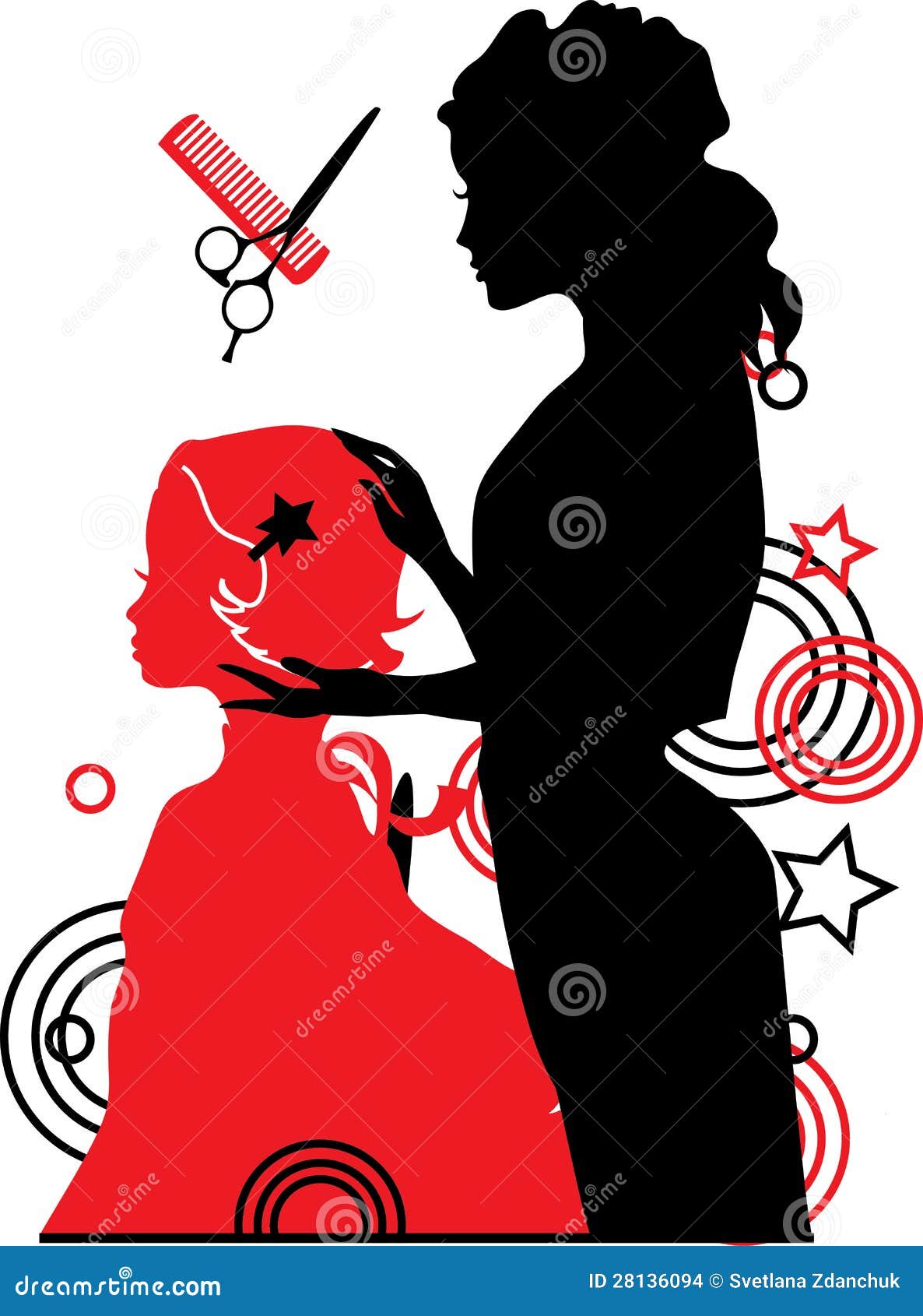 Barber and a girl stock vector. Illustration of comb - 28136094