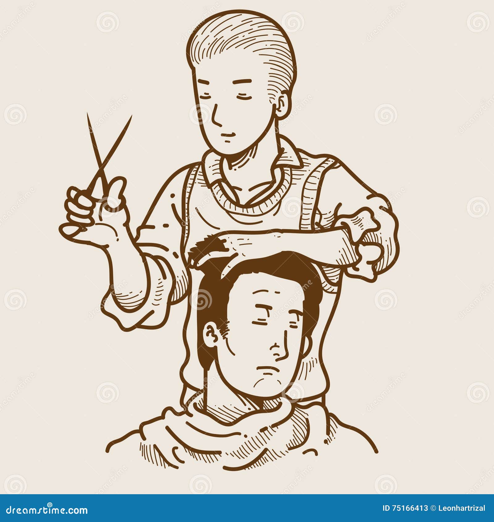 Barber hand drawn stock vector. Illustration of adult - 75166413