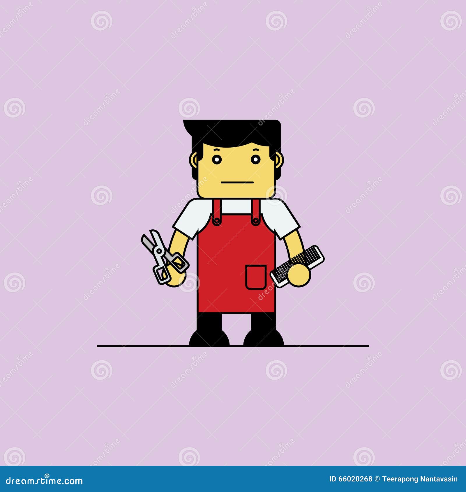 Barber Holding Comb and Scissor in Hands. Stock Illustration ...