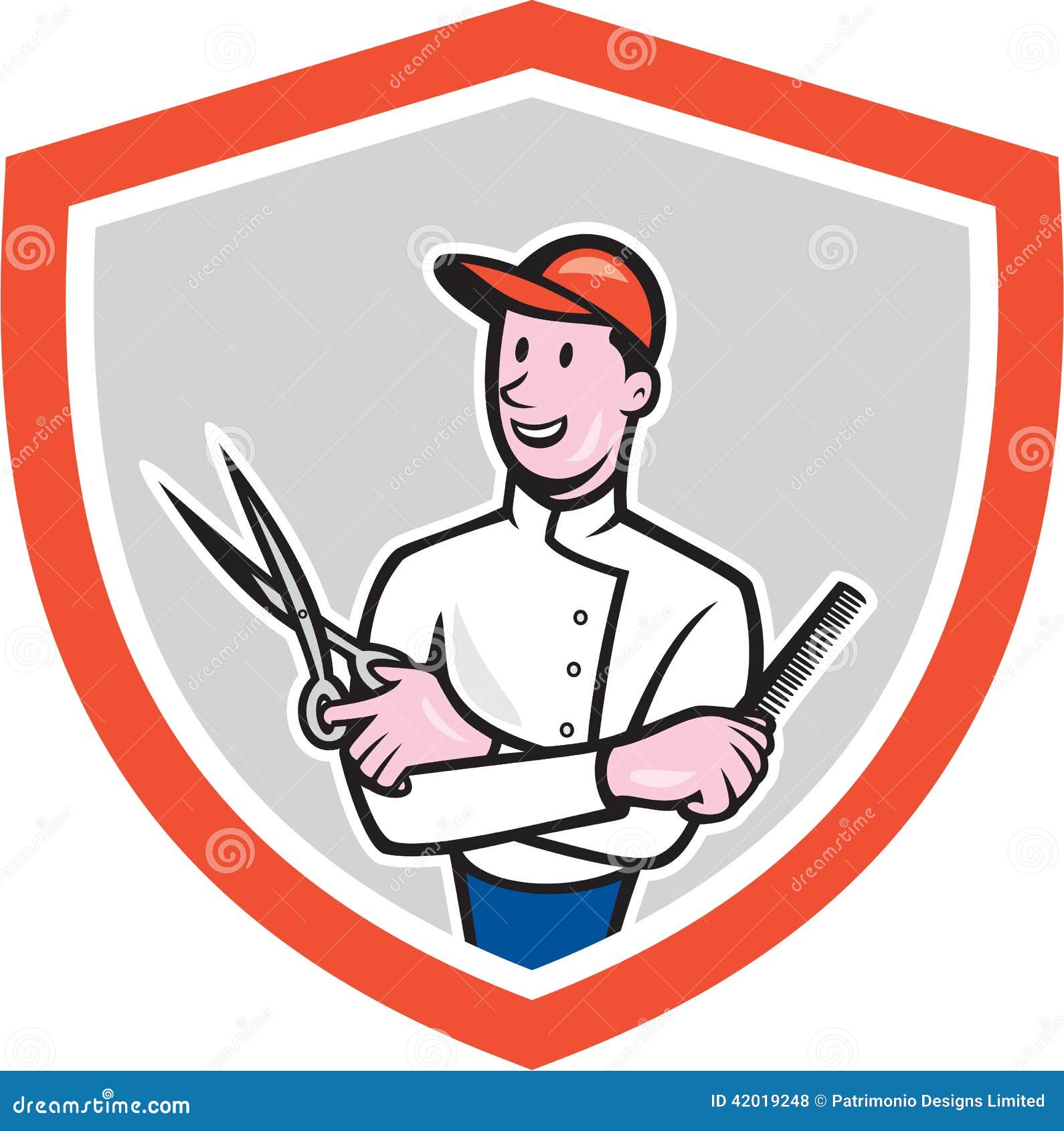 Barber Holding Scissors Comb Cartoon Stock Vector - Illustration of ...