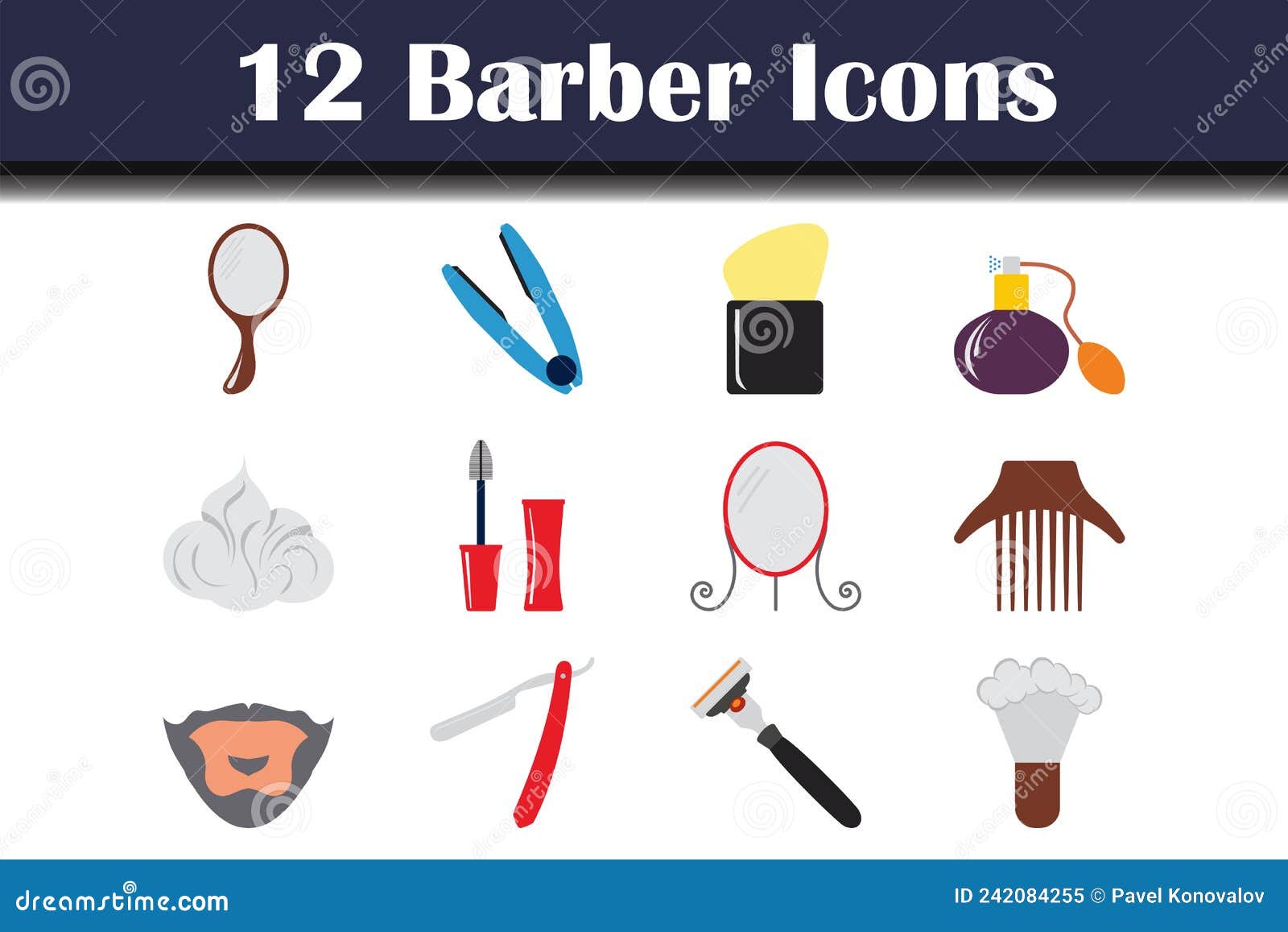 Barber Icon Set stock vector. Illustration of cream - 242084255