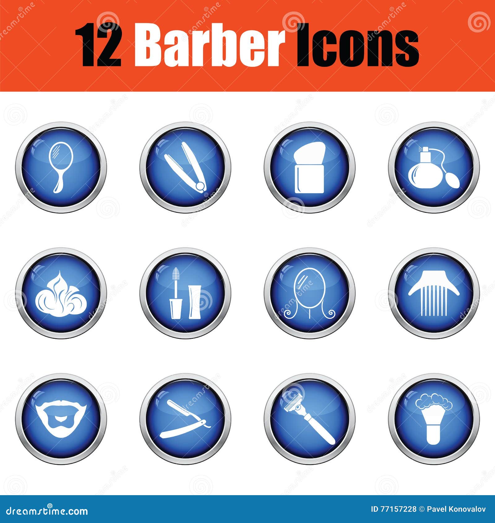 Barber icon set. stock vector. Illustration of barbershop - 77157228