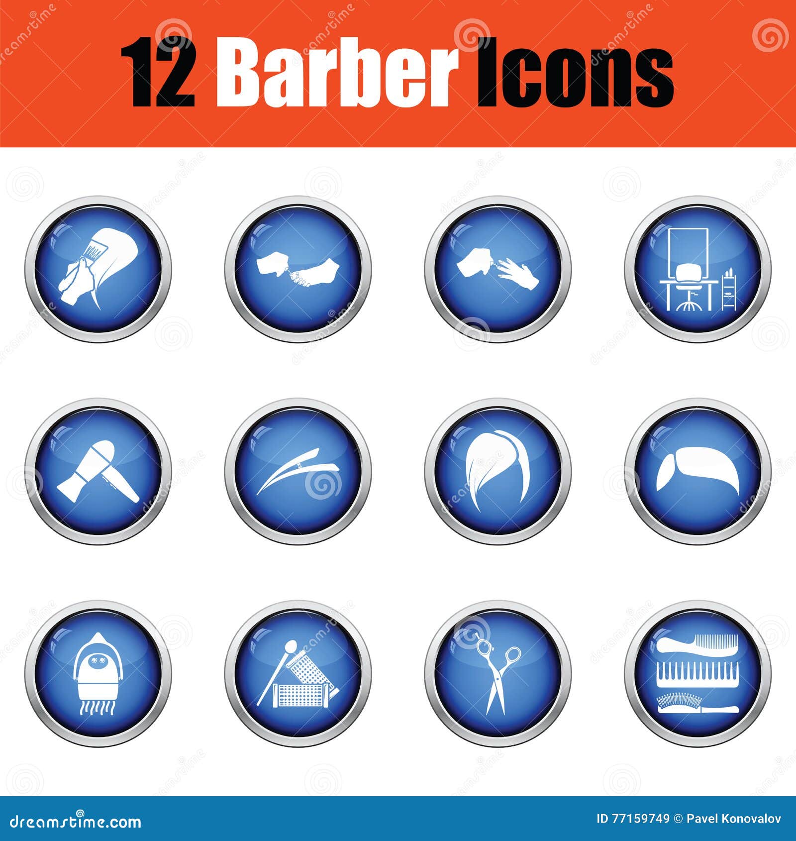 Barber icon set. stock vector. Illustration of color - 77159749