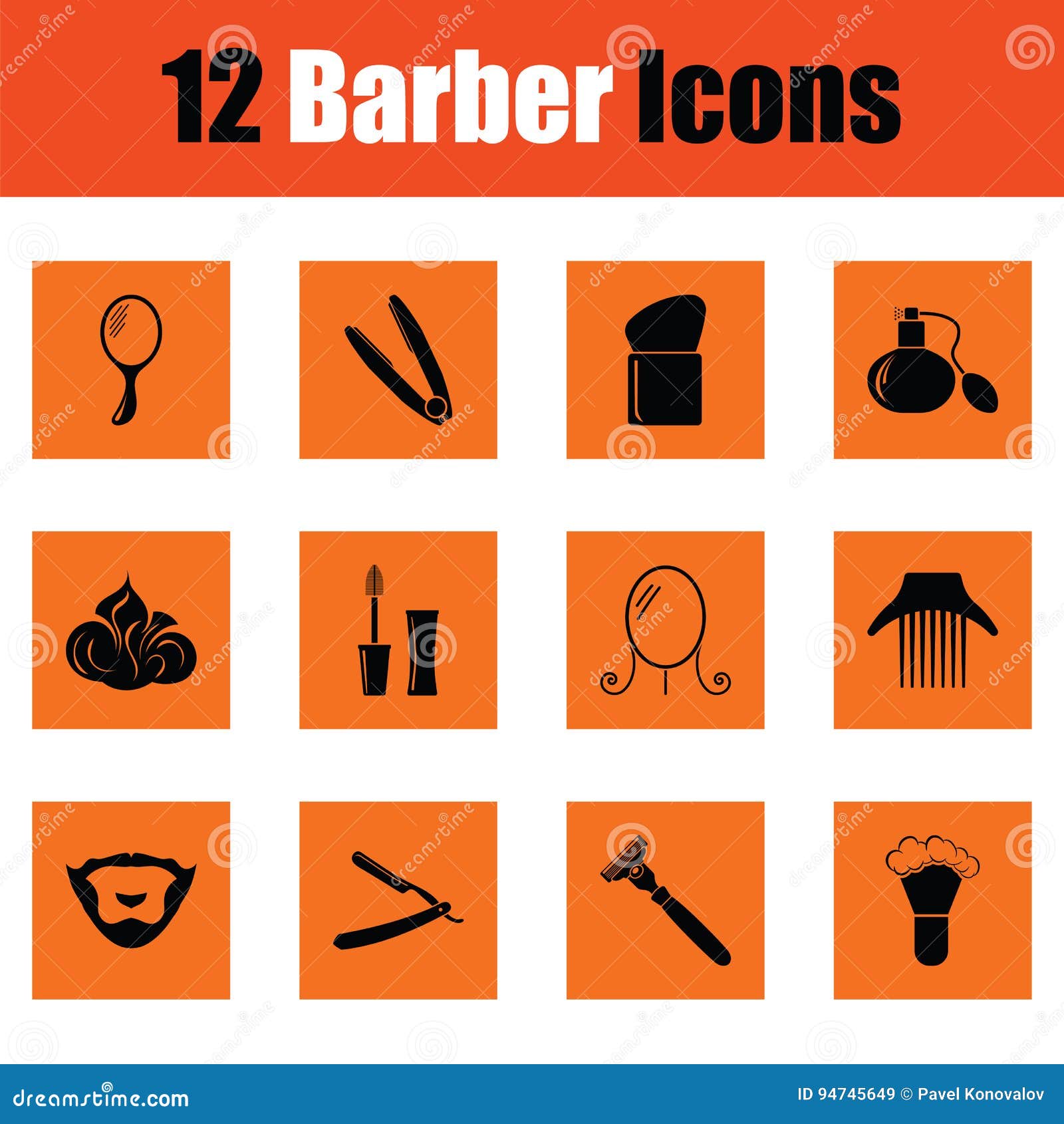 Barber icon set stock vector. Illustration of emblem - 94745649